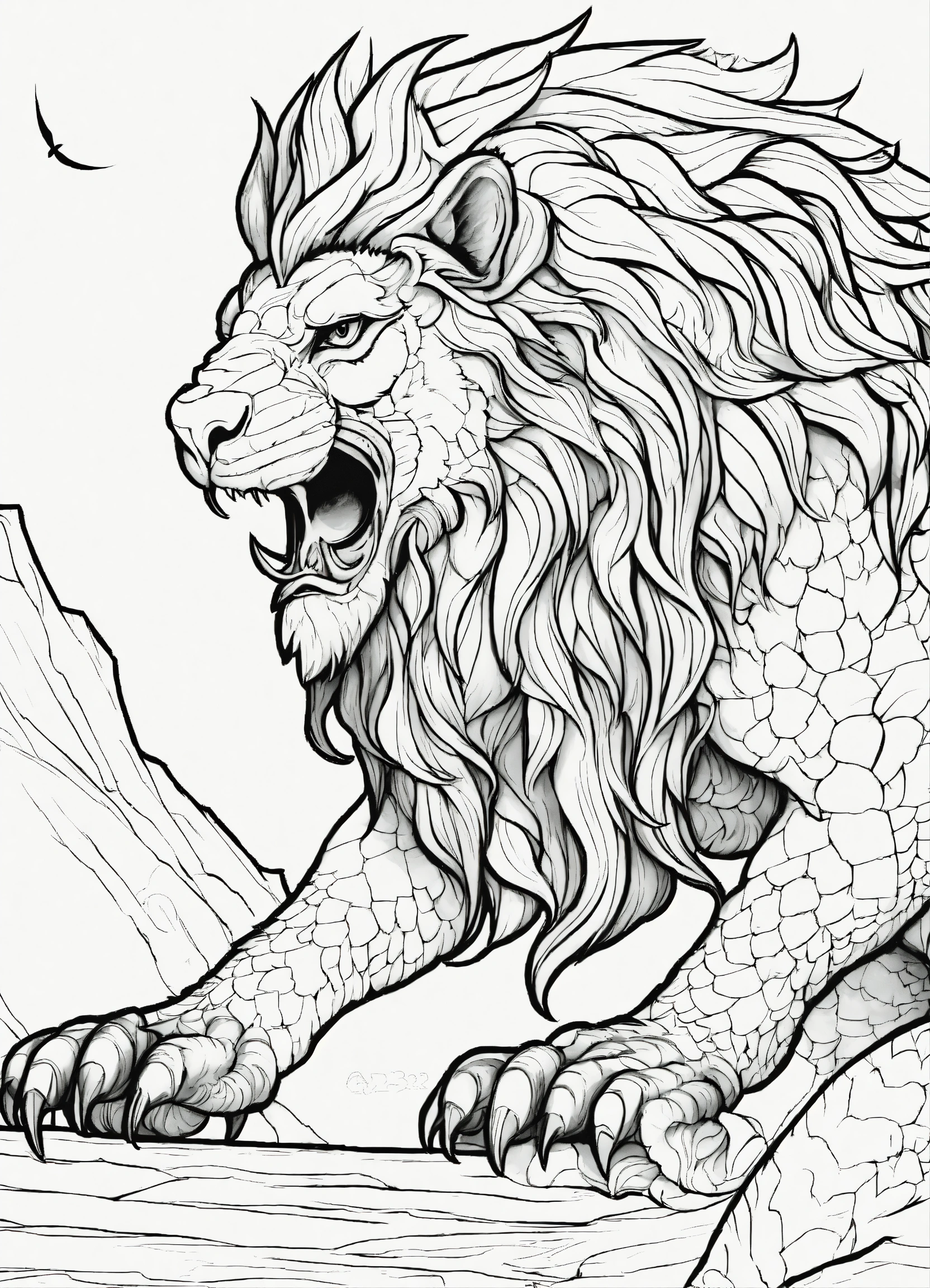 Lexica - Extremely simple image. Whispering Manticore. black and white ...