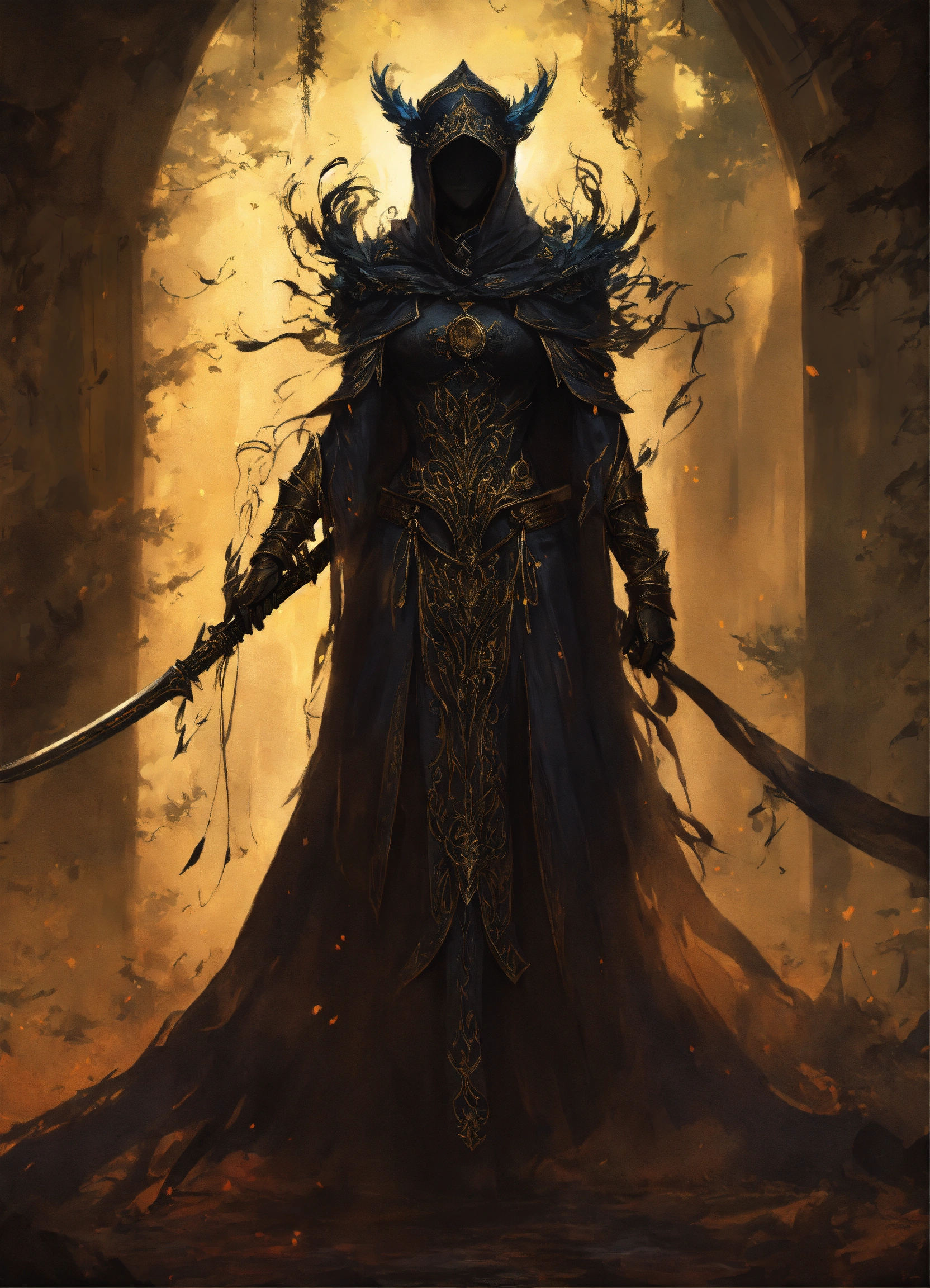 Lexica - Realistic illustration art, ink, Shadow Seraphim's costume is ...