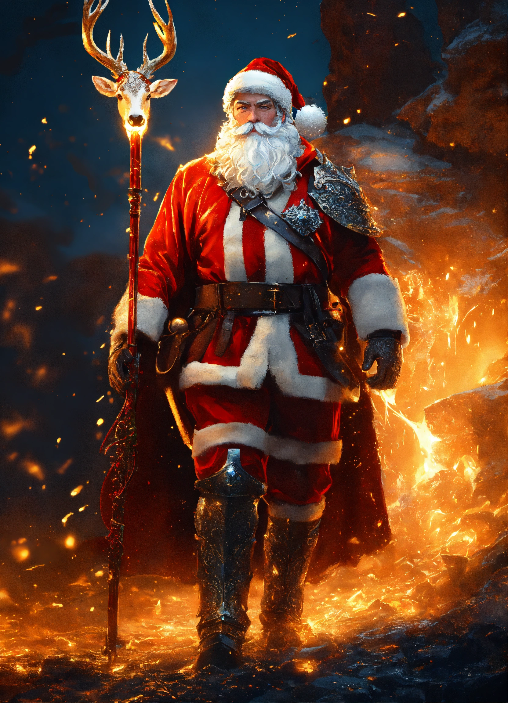 Lexica - ((Santa Claus in armor)), Full Body, Detailed Fearless Stern ...