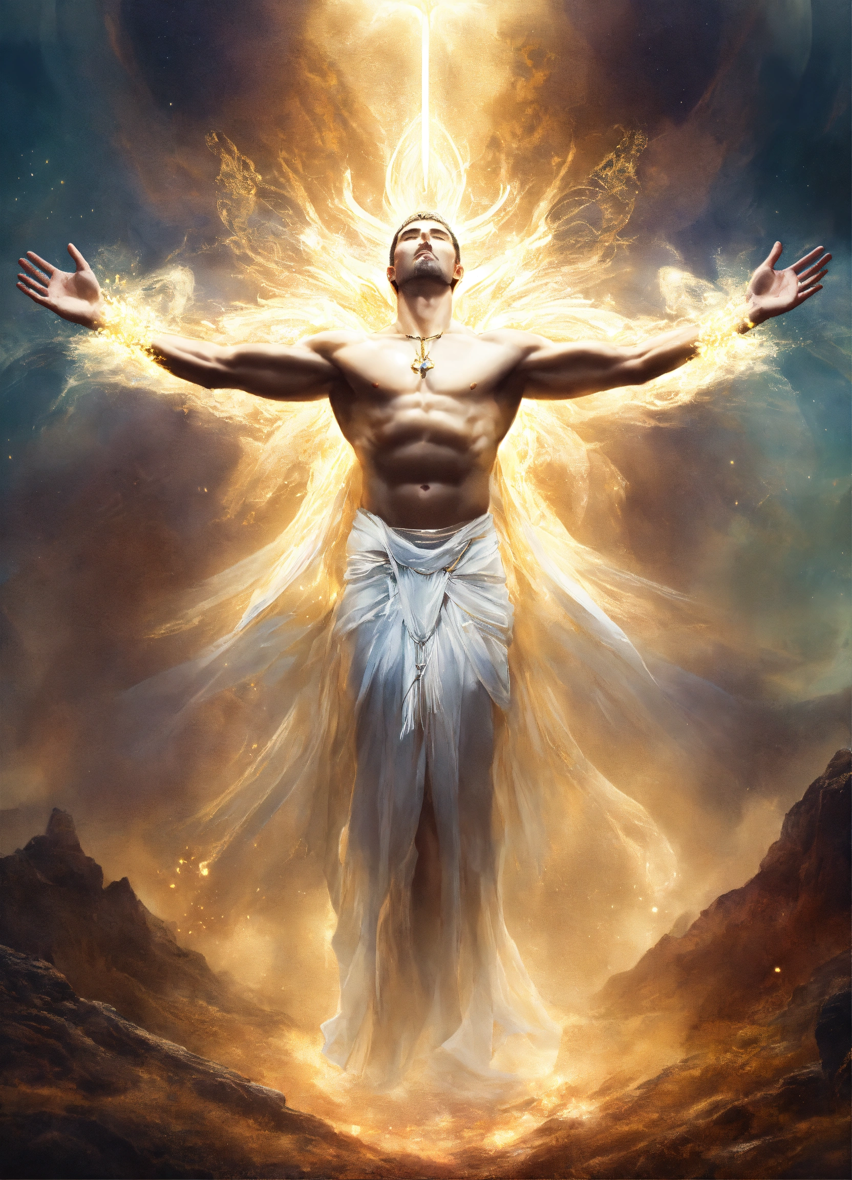 Lexica - Captivating design, spirit man ascend, The spirit being's arms ...