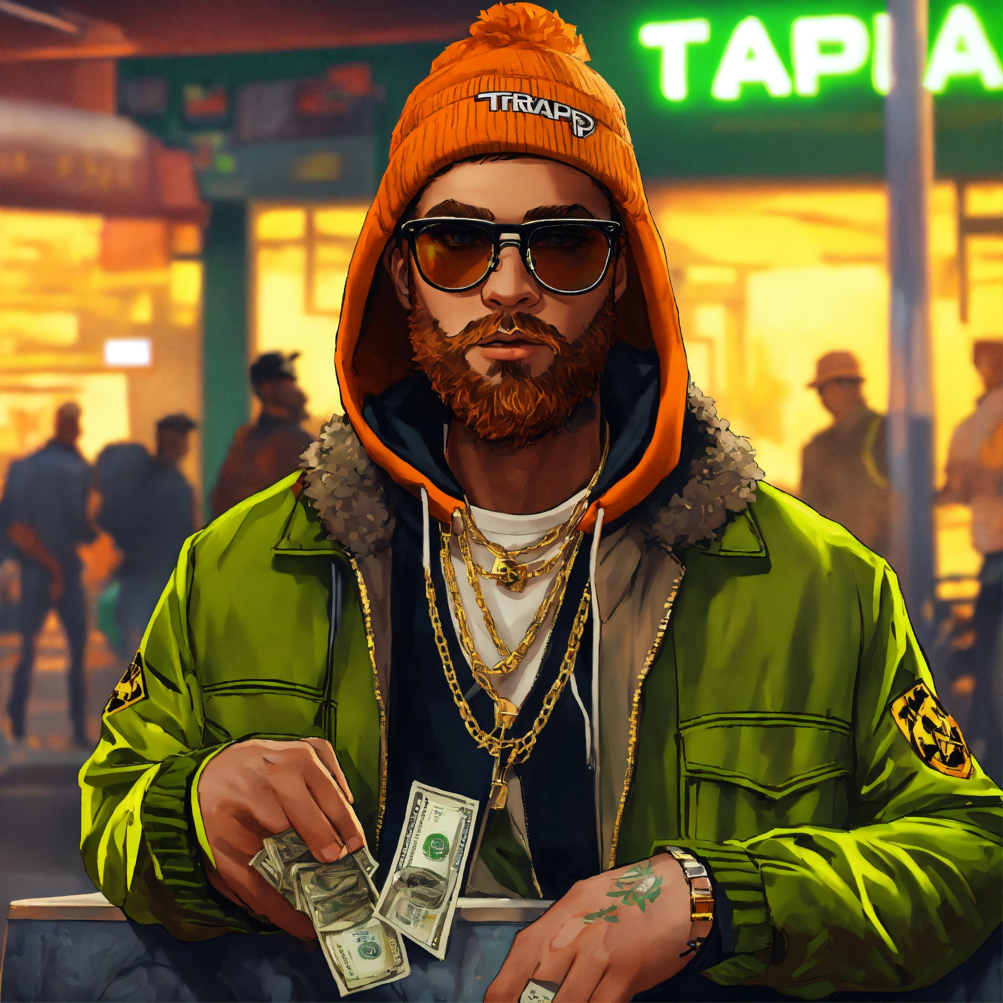 Lexica - HD, 4K, Background is a gas station with trap scene like grand ...