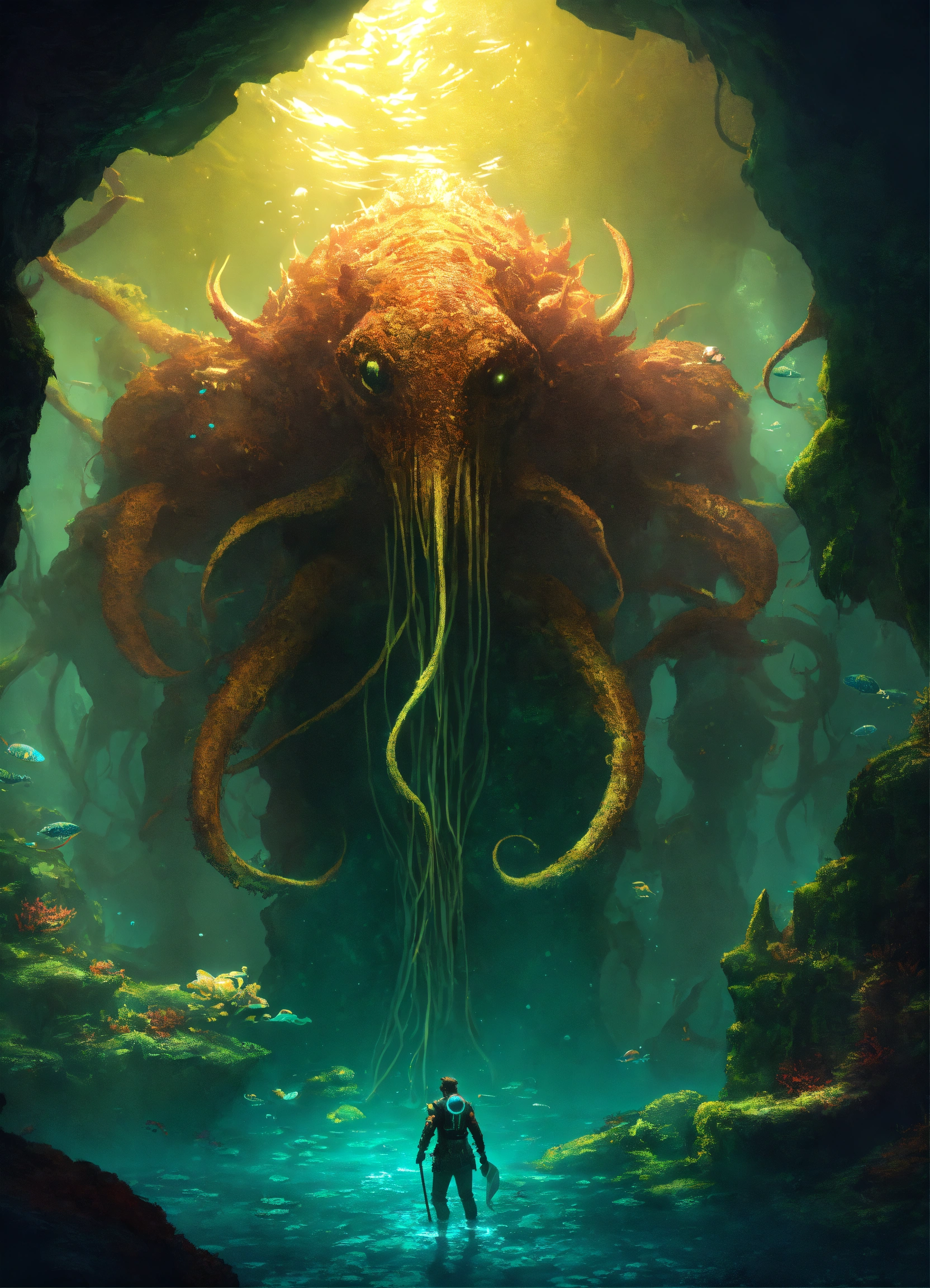 Lexica - A otherworldly and sinister monster in an underwater cave.