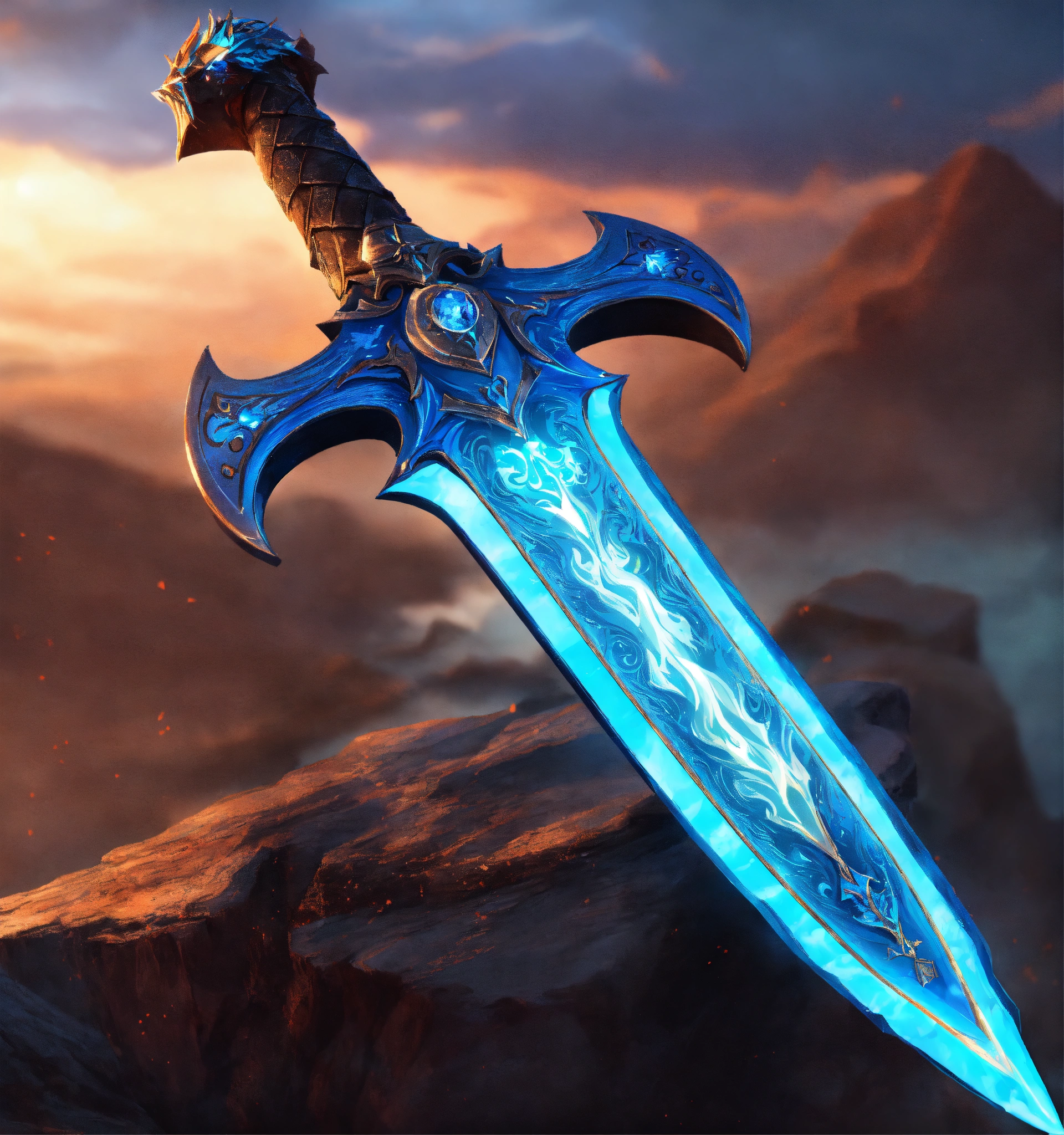 Lexica - A magic draconic blade made of azure flames.