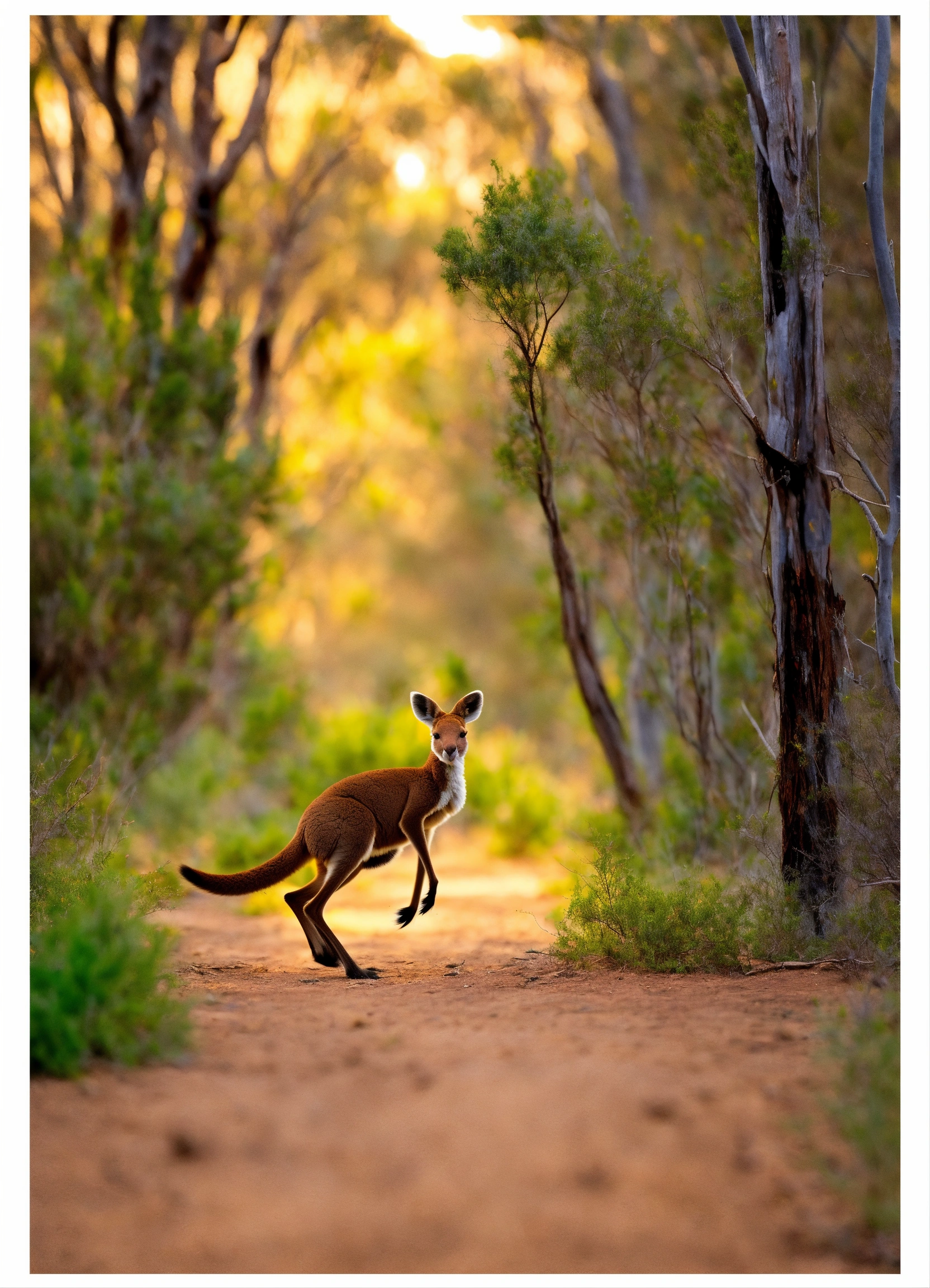Lexica - Miniature art, kangaroo running on bushland
