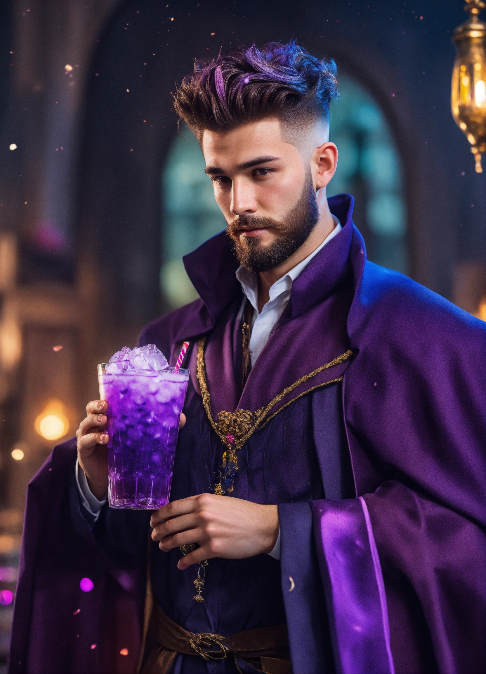 Lexica - Handsome young wizard with modern hairstyle and short boxed ...