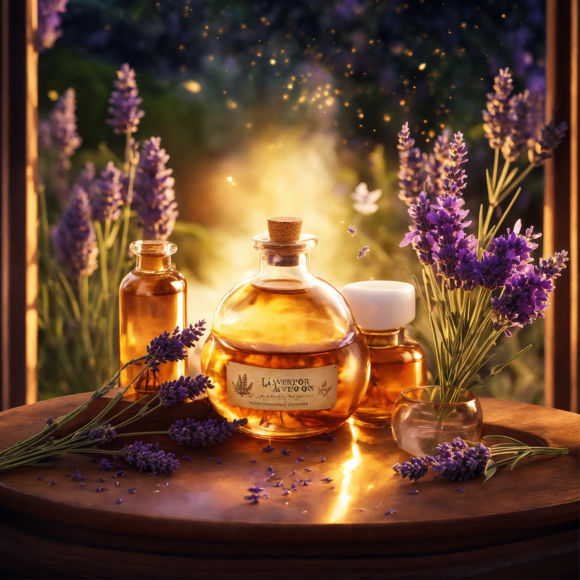 Lexica - Advertising image for lavender potion, photorealistic