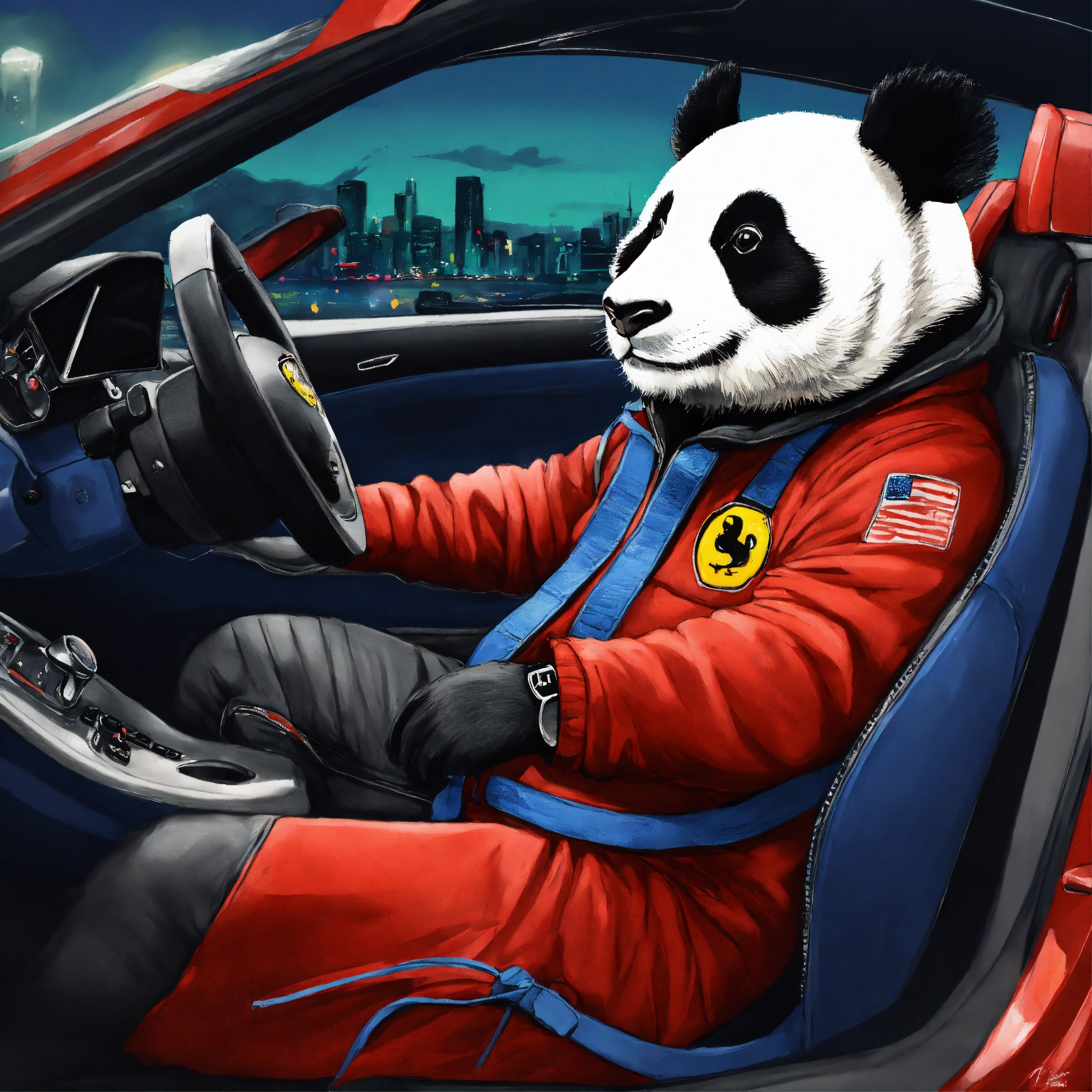 Lexica - Drawing of a panda with flow. wear a flat back cap. This one ...