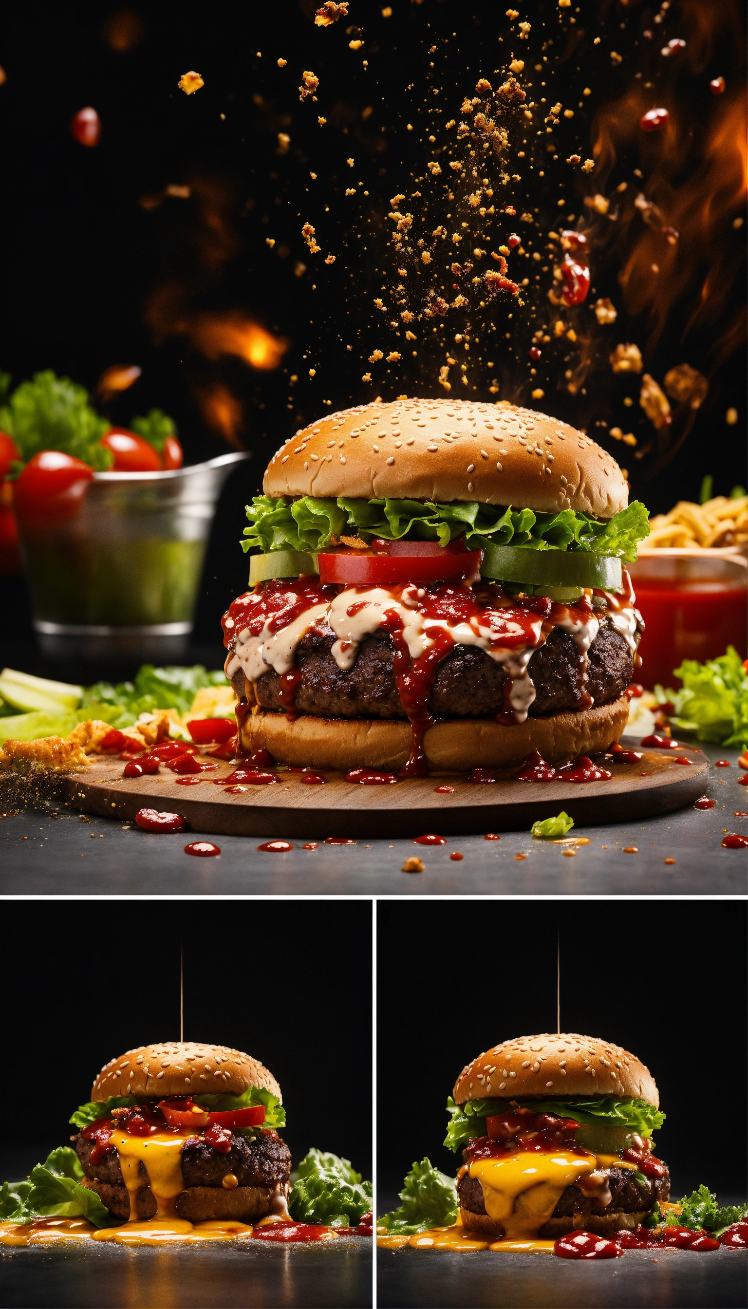 Lexica - Capture dynamic splashes of food in flying food photography ...