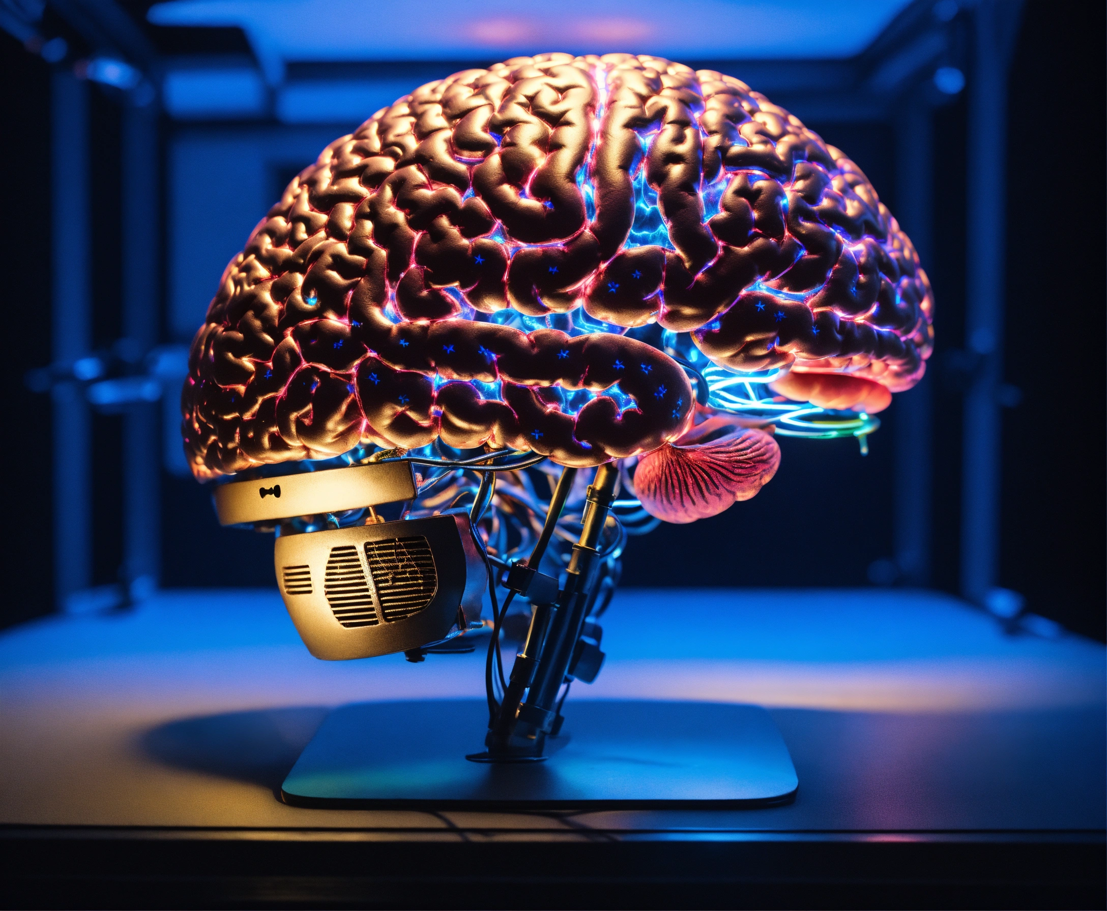 Lexica - "illuminated thought process", glowing brain center stage ...