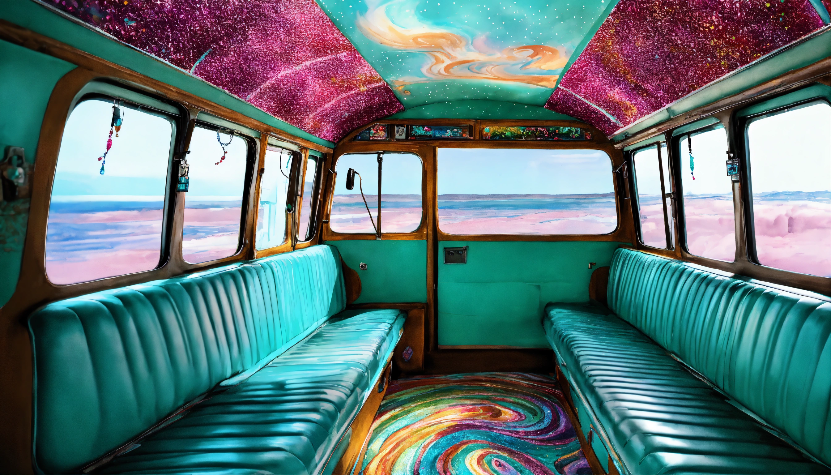 Lexica - Concept art of hyper realistic turquoise Volkswagen bus ...