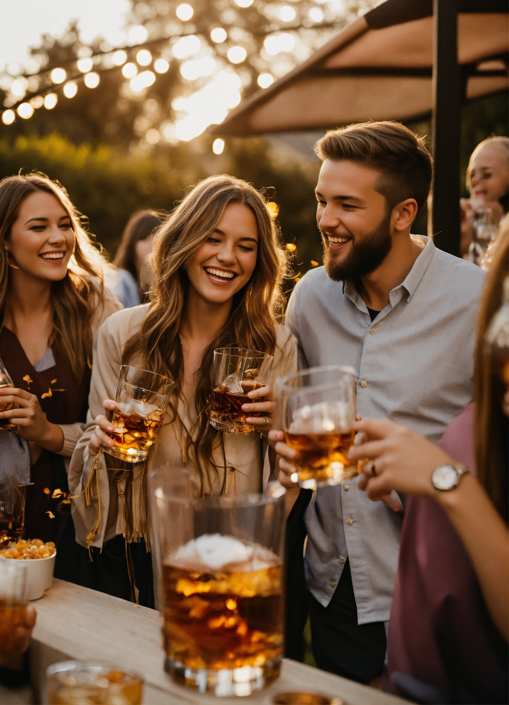 Lexica - Happy people drinking whiskey at a graduation party