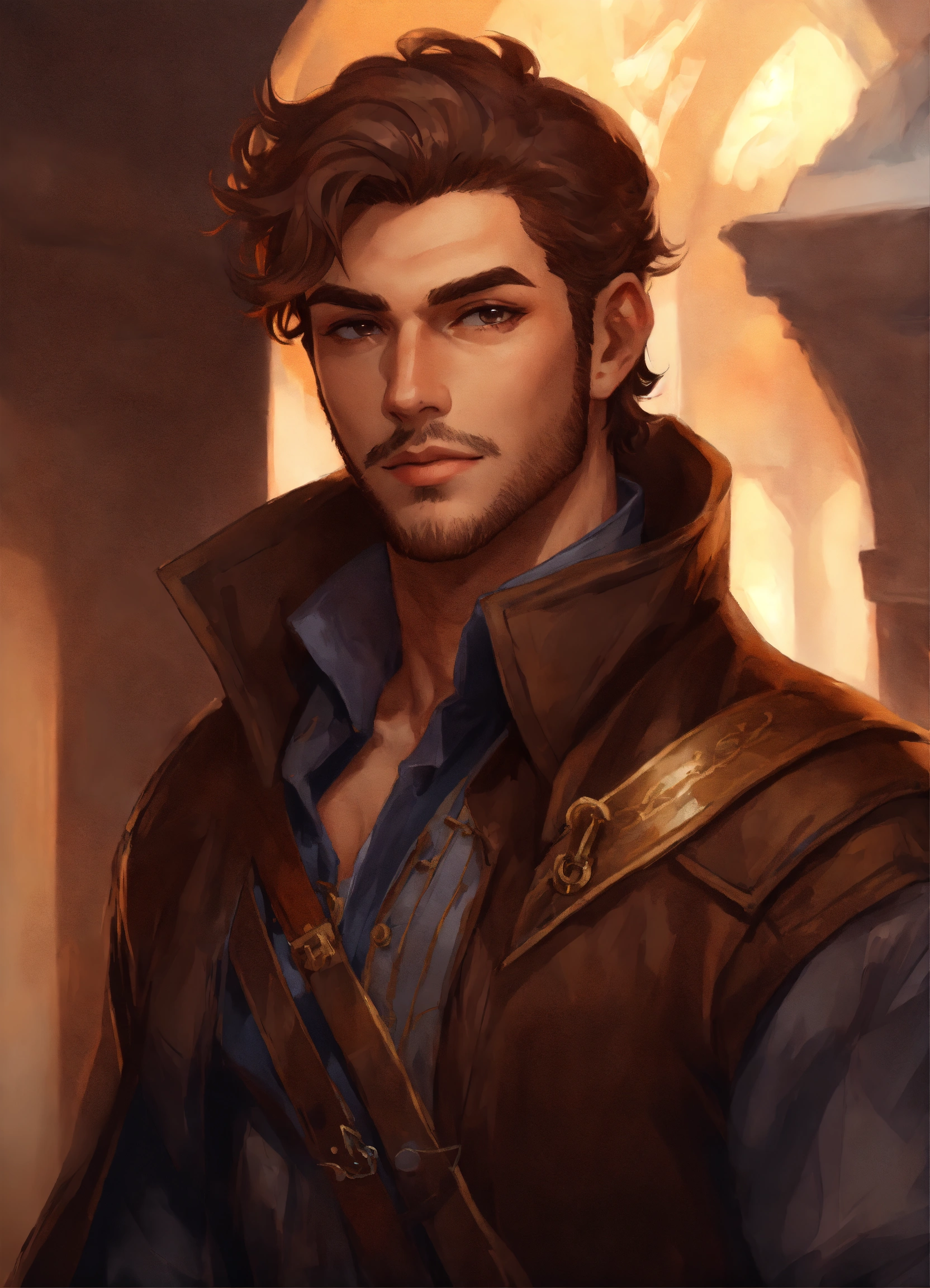 Lexica - Handsome male thief with brown hair d&d