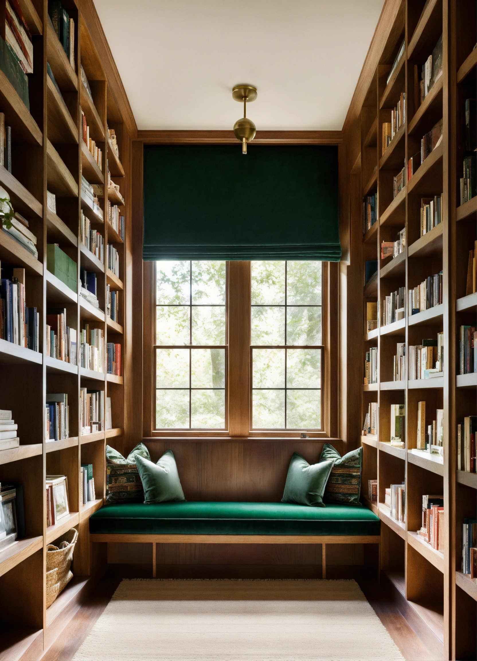Lexica - A modern reading nook in a long hallway, shelving with books ...