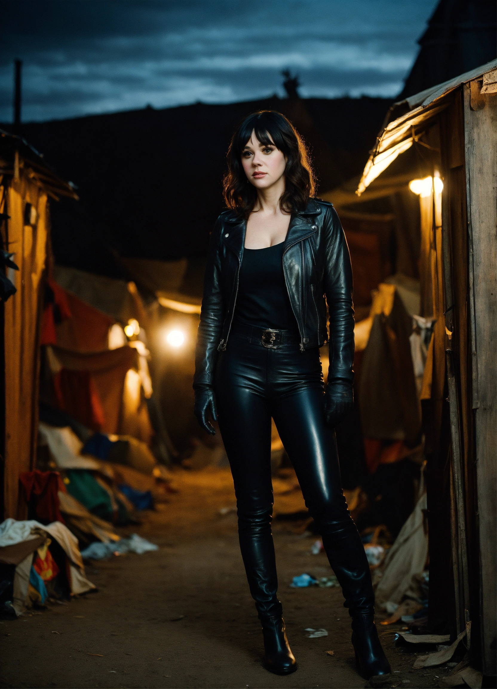 Lexica - Zooey deschanel, wearing a black leather jackets and black ...