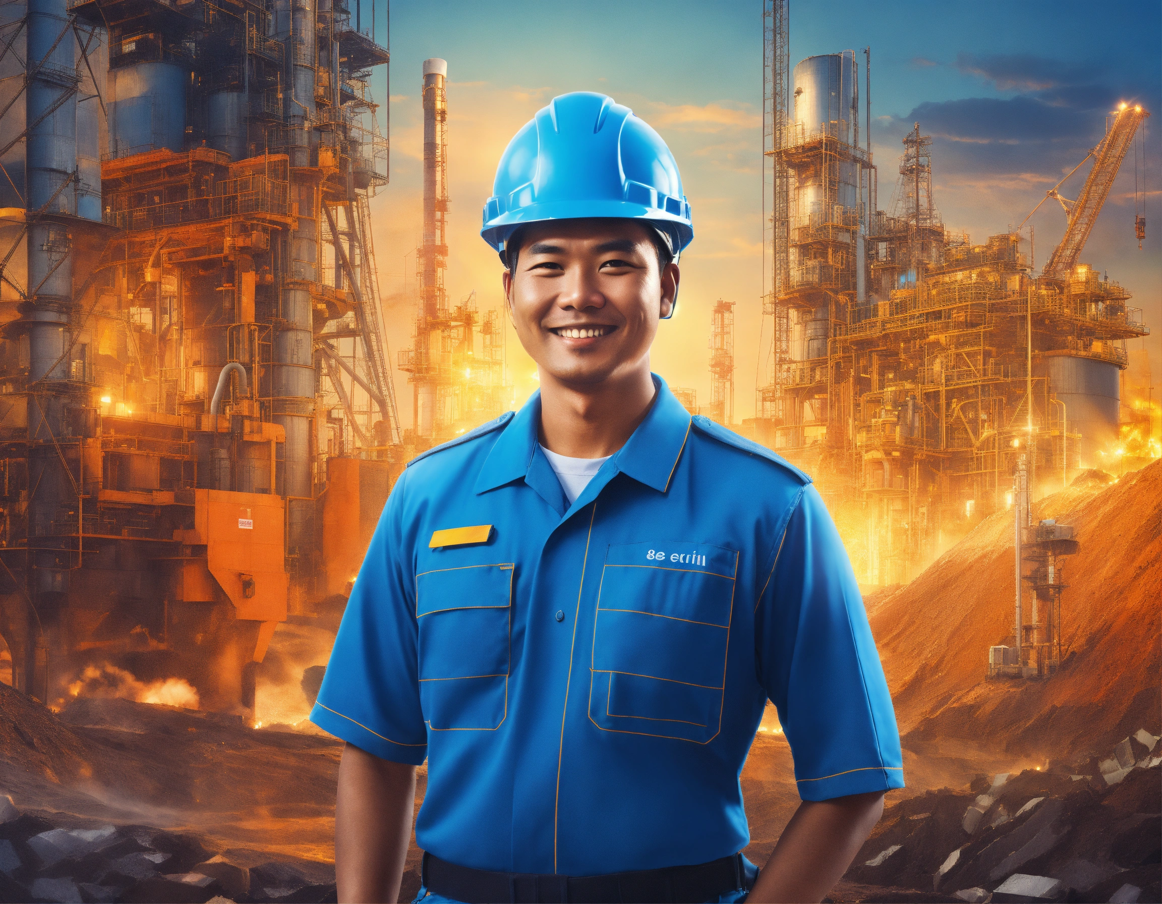 Lexica - Technical officer wearing light blue engineering uniform ...