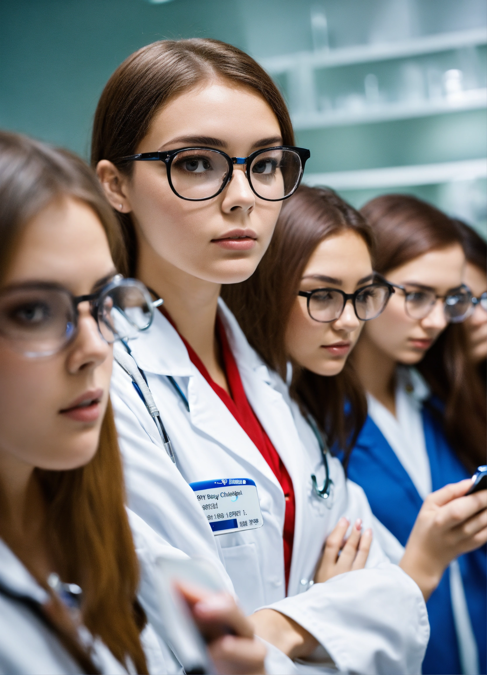 Lexica - Group of chic COLLEGE STUDENTS, 19, female, GLOSSY WHITE ...