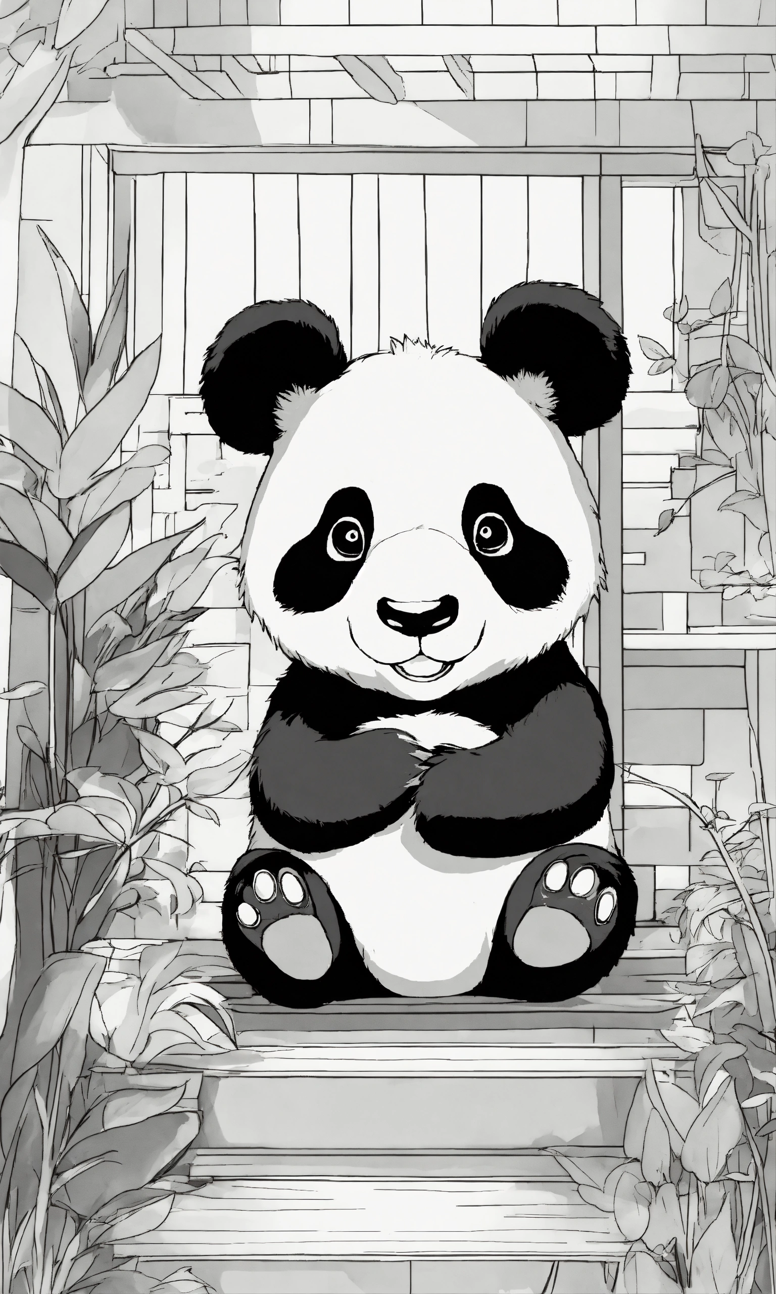 Lexica - Large sections baby panda, no color, no background