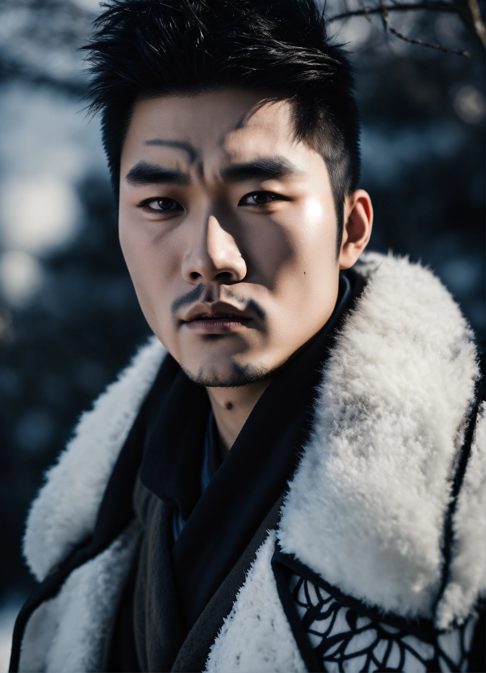 Lexica - High contrast portrait of a chinese man, gothic, white painted ...