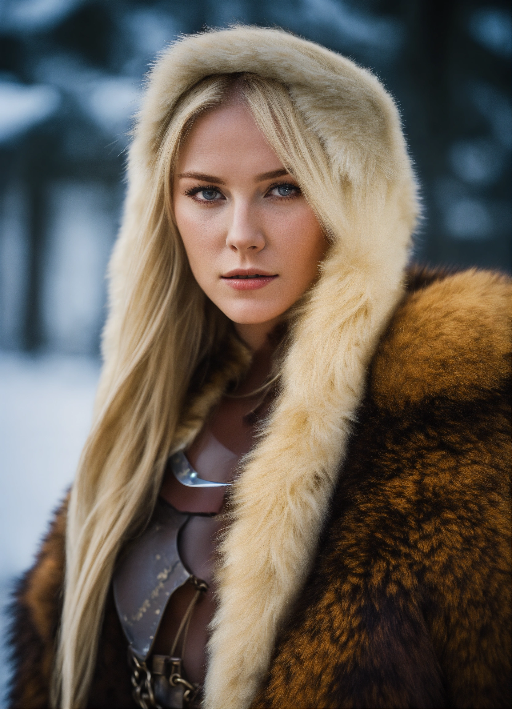 Lexica - Anglo saxon blonde woman in furs with a knife