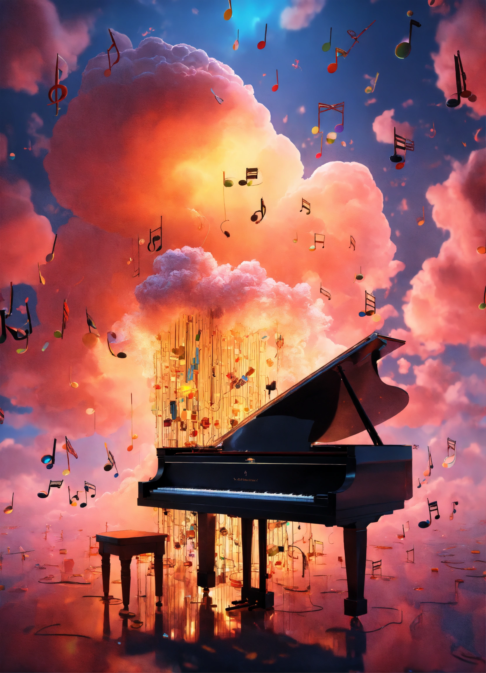 Lexica - A microphone fused into a floating piano surrounded by ...