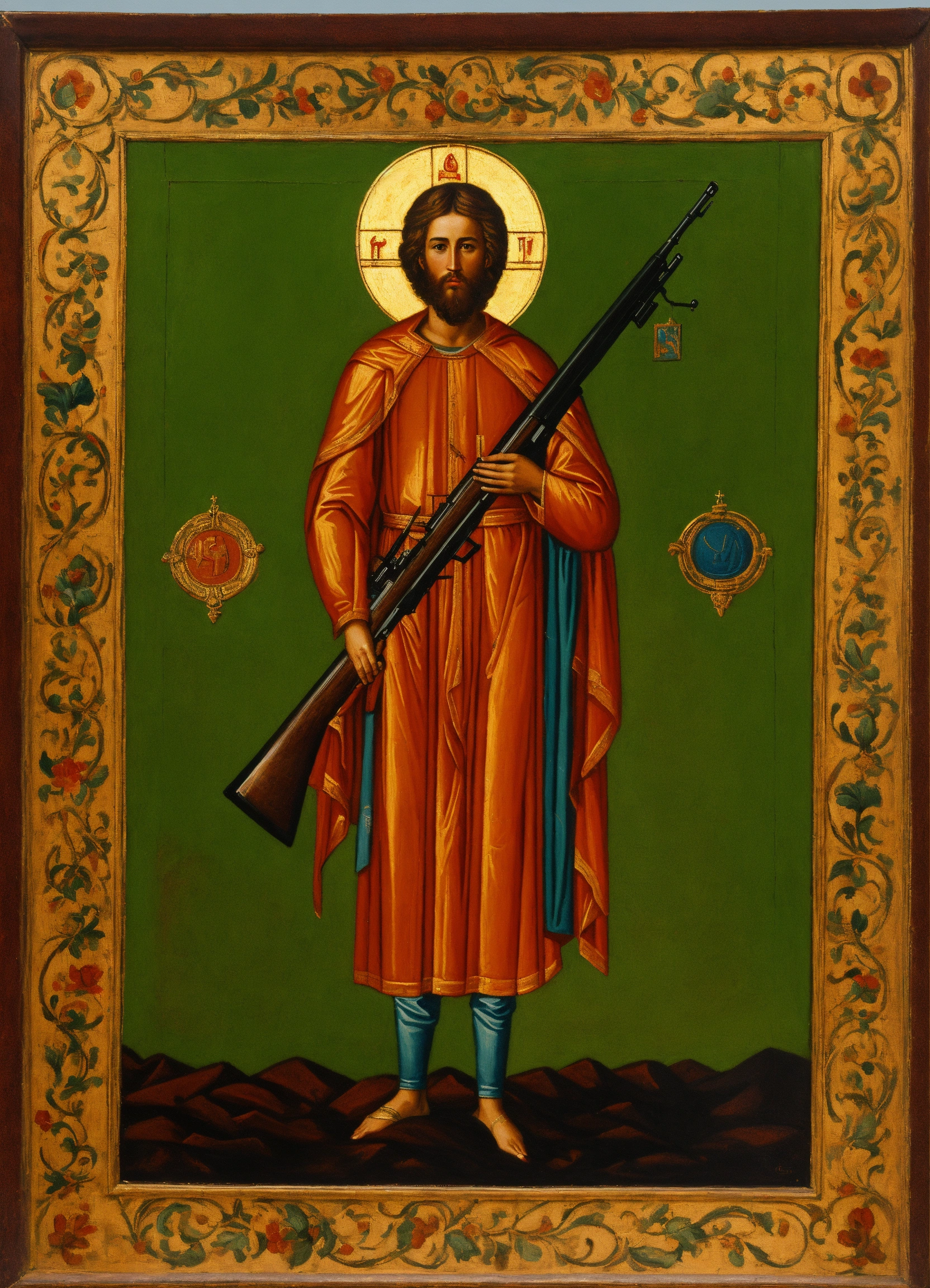 Lexica - Soldier with a shotgun, christian painting iconography