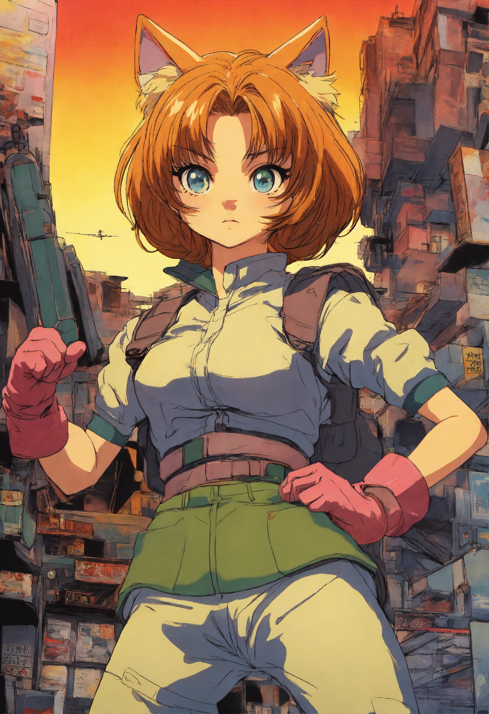 Lexica - 1990s anime sci-fi kooky cat female, full detailed eyes ...