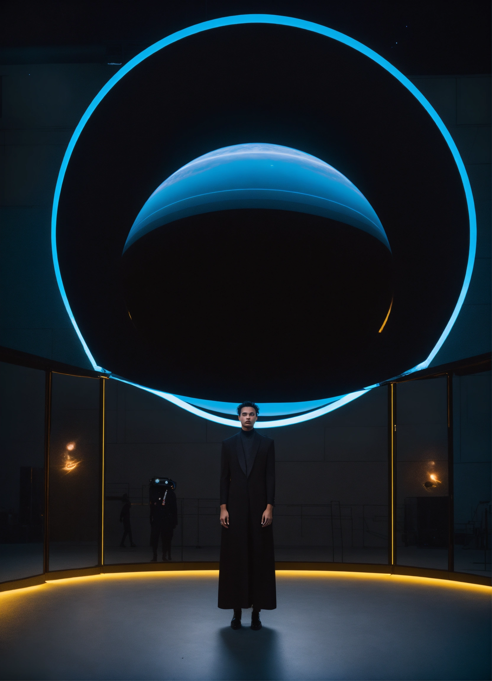 Lexica - Full body view of 2023 vantablack annual FASHION , eternal space, planets, saturn ...