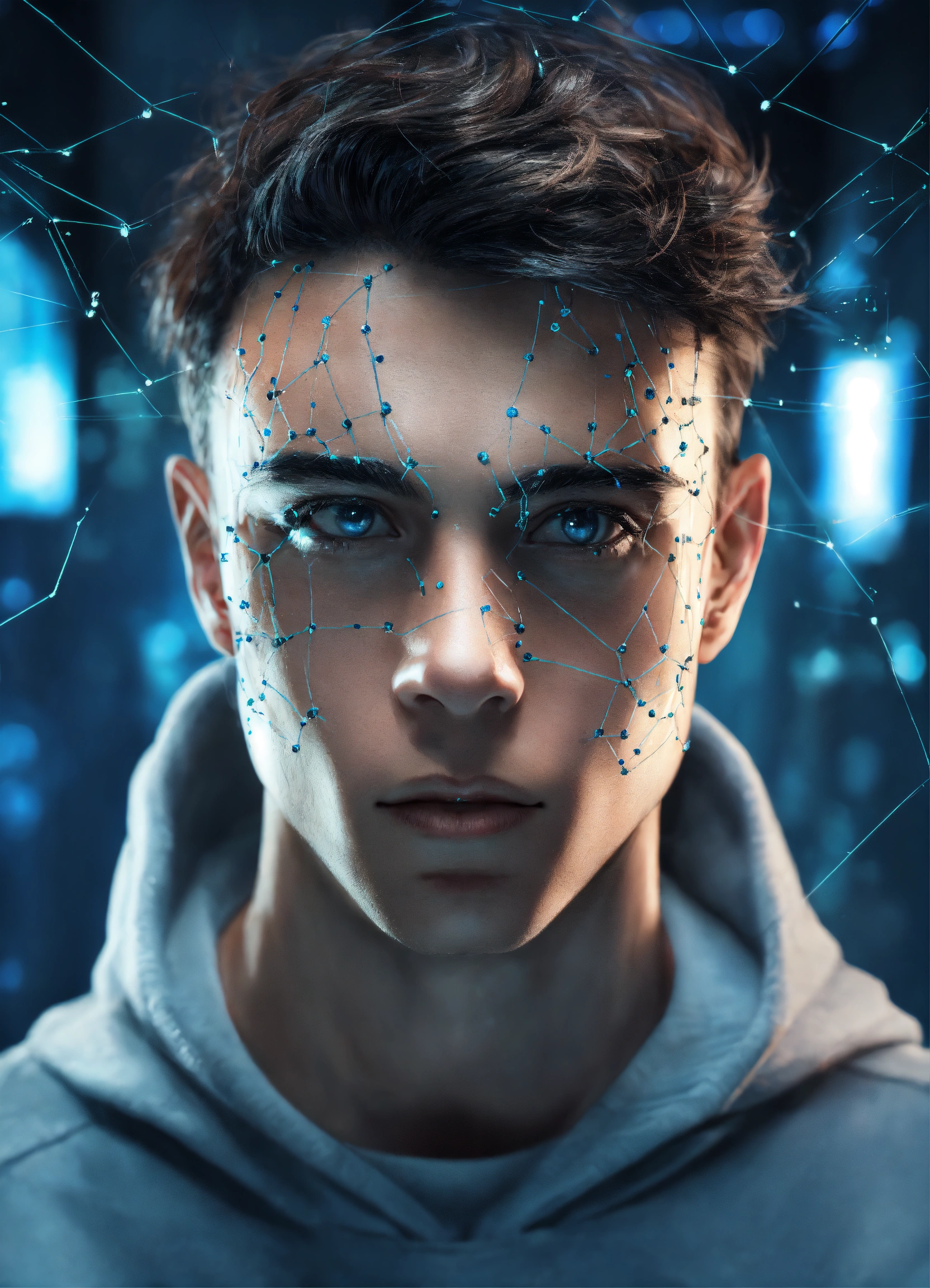 Lexica - Young handsome male hacker fighting artificial intelligence ...