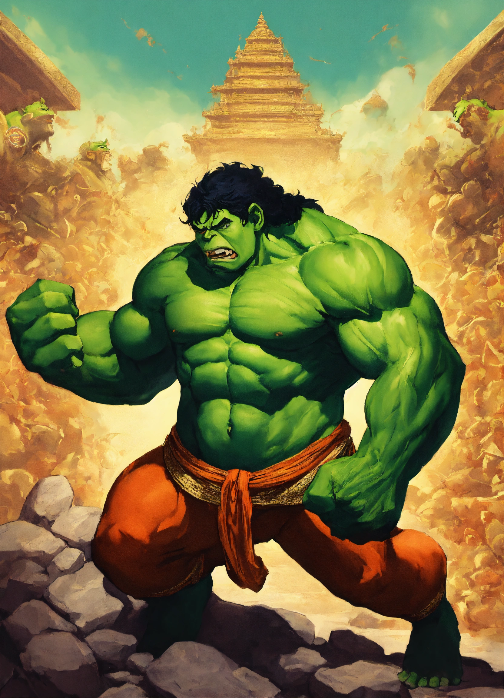 Lexica - Hanuman fighting with hulk