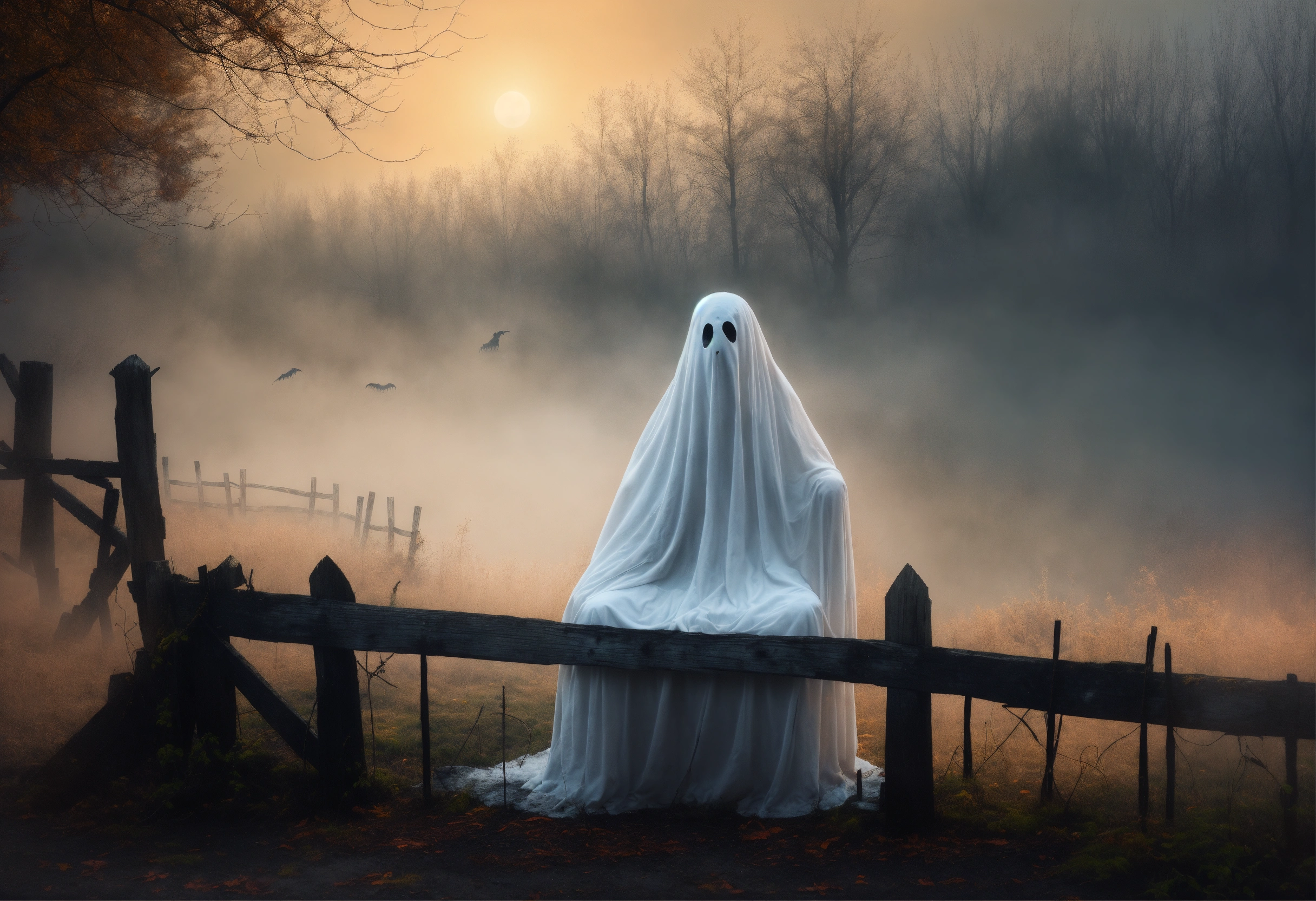 Lexica - Create a digital art piece featuring a white ghost sitting on ...