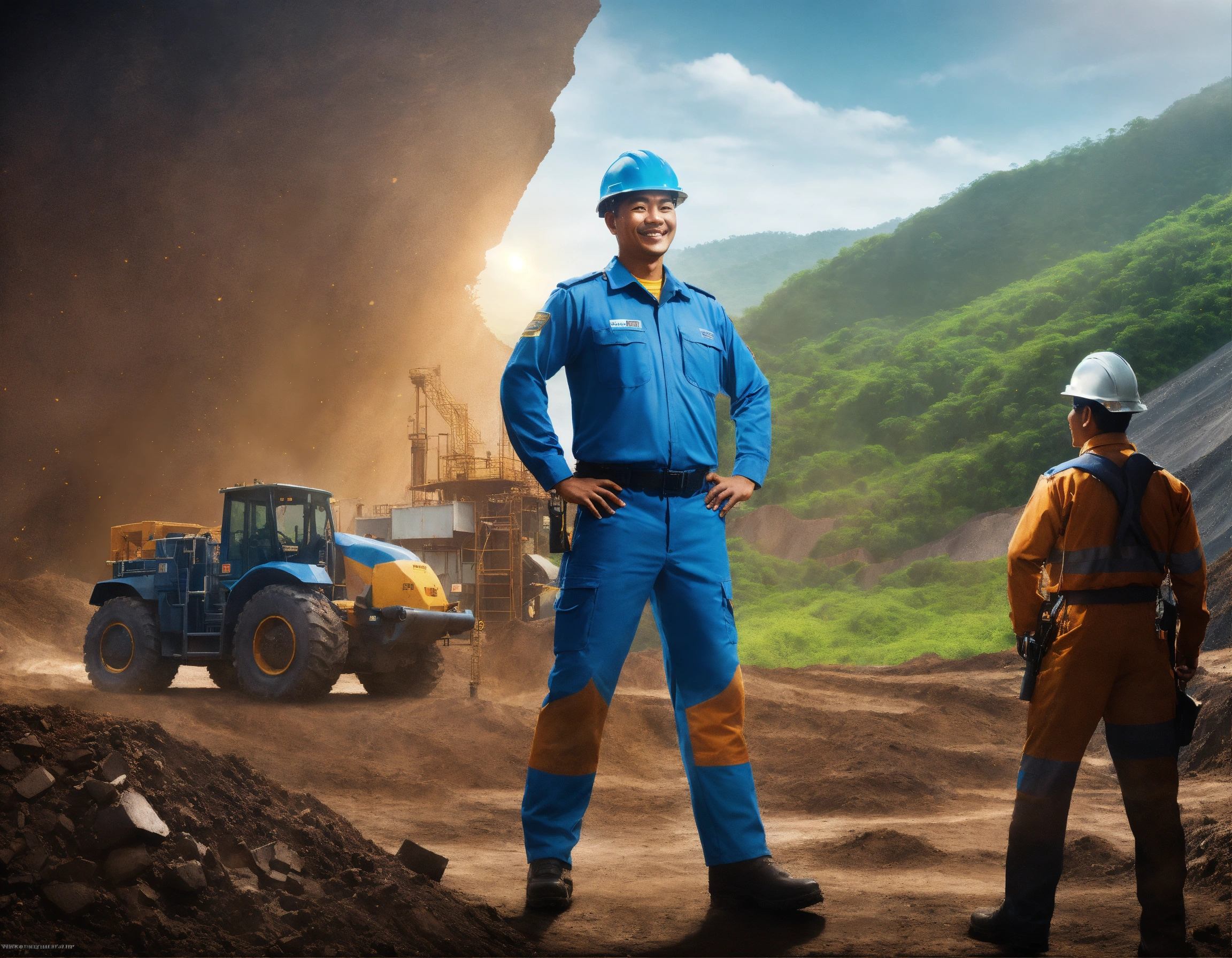 Lexica - Technical officer wearing light blue engineering uniform ...