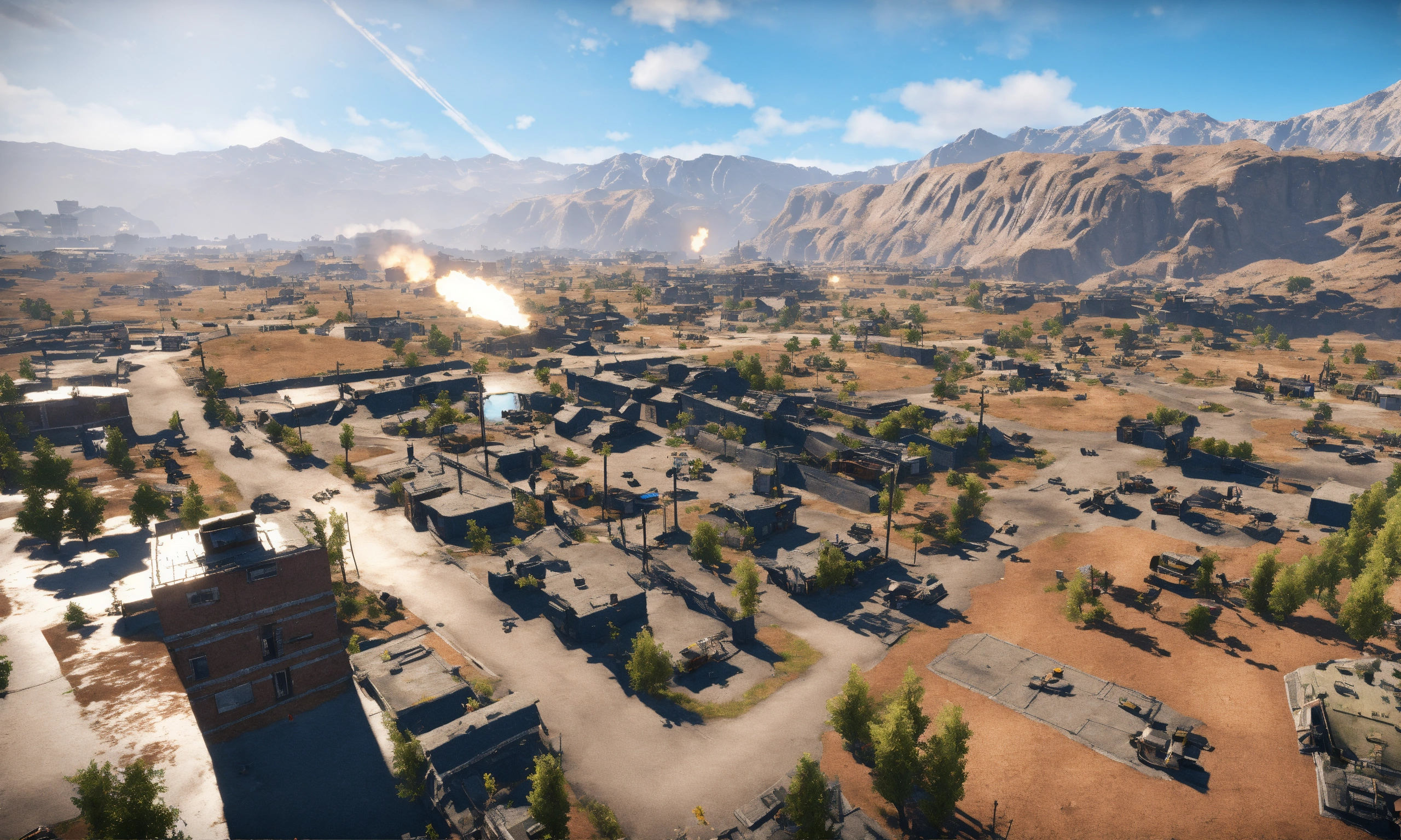 Lexica - Warzone call of duty map, blue sky, bright 4k