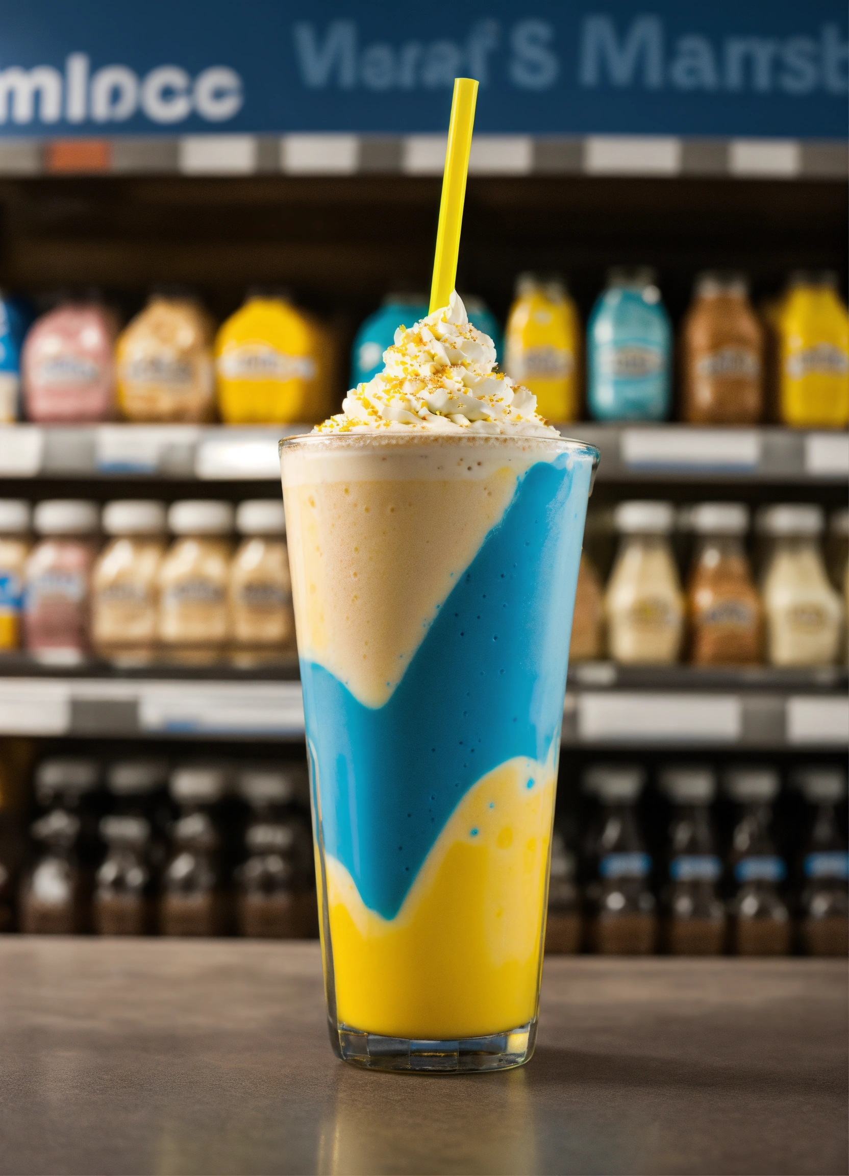 Lexica - Walmart store as a milkshake drink blue and yellow colors in ...