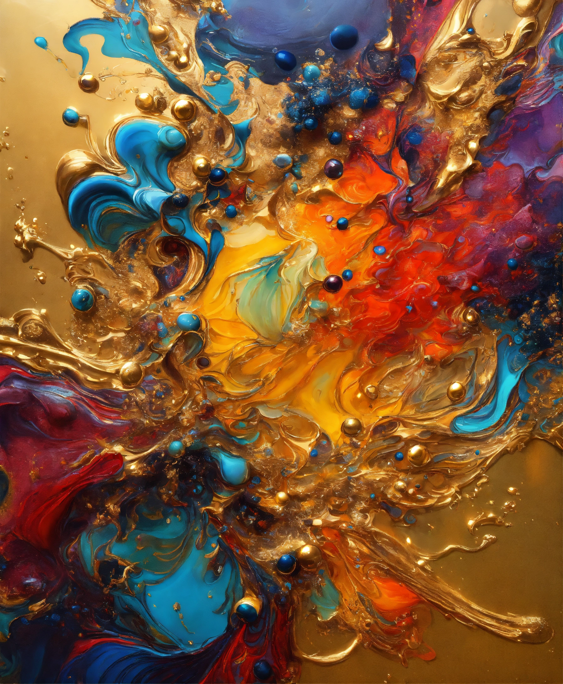 Lexica - Colorful abstract painting oil and water complex complicated ...