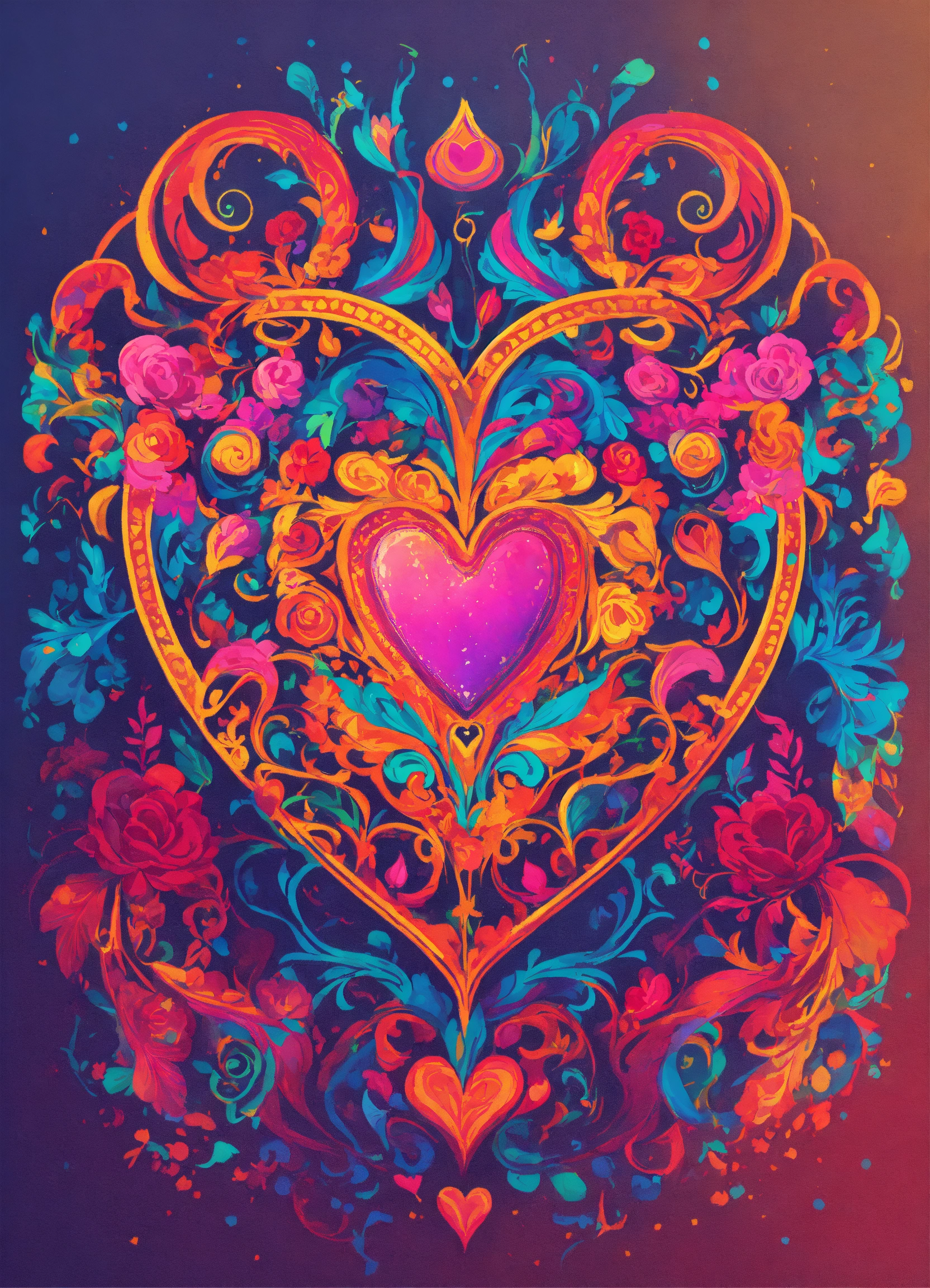 Lexica - A beautiful heart for tshirt design, vibrant, bright ...