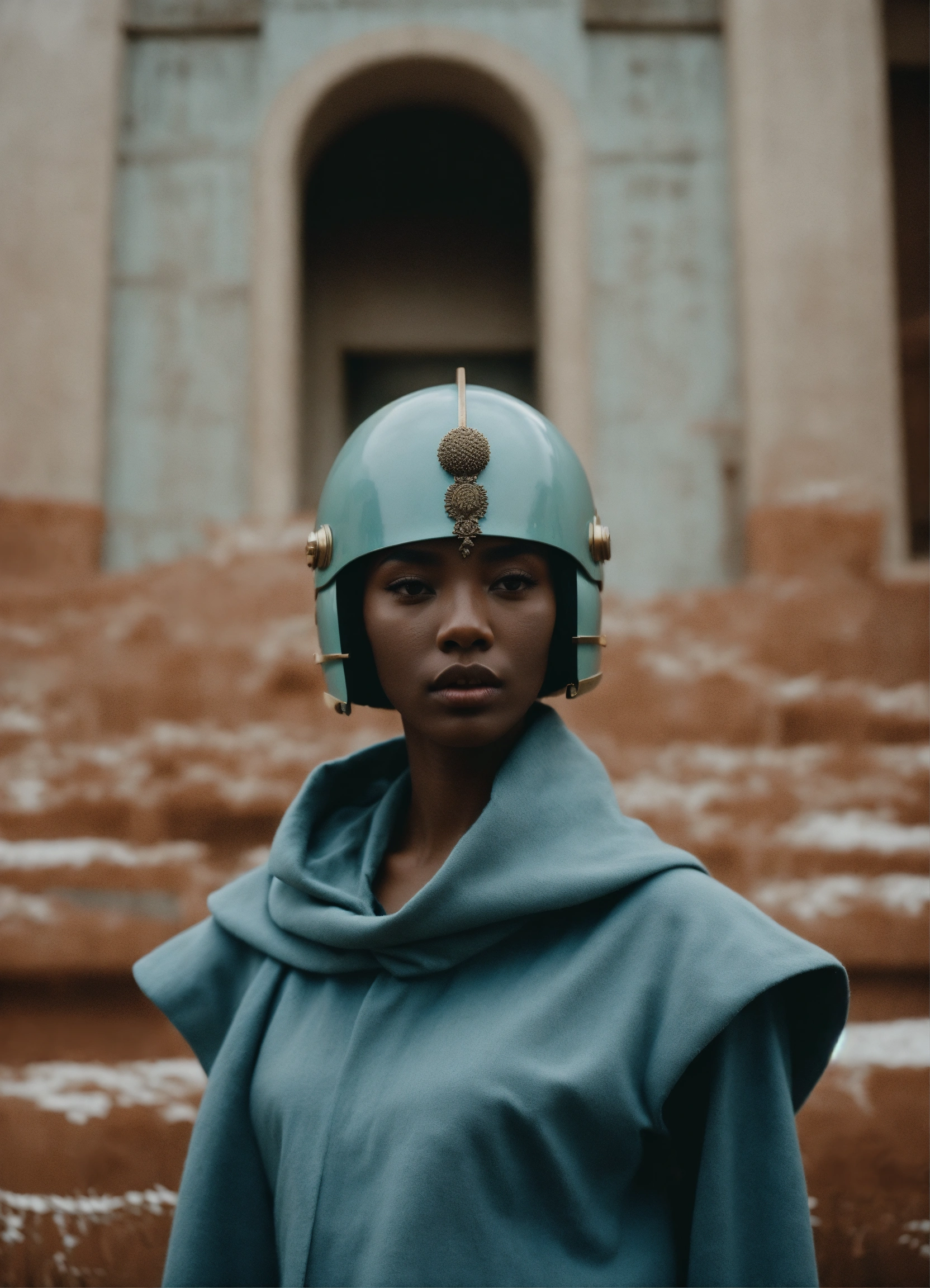 Lexica - Portrait of haute couture beautiful black woman fashion model with pale blue hair ...