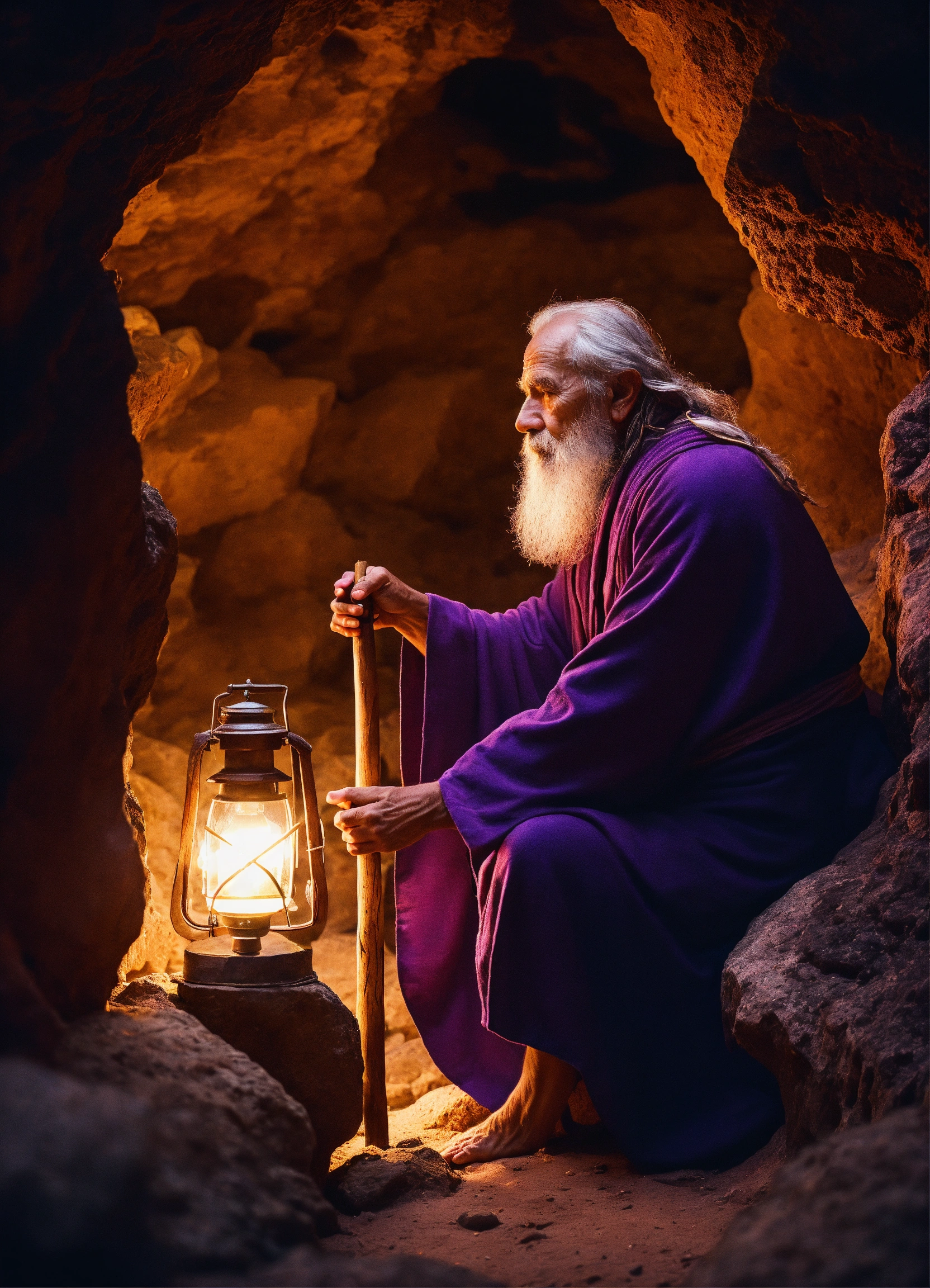 Lexica - "Create a photograph of an older man, the Hermit, standing on ...