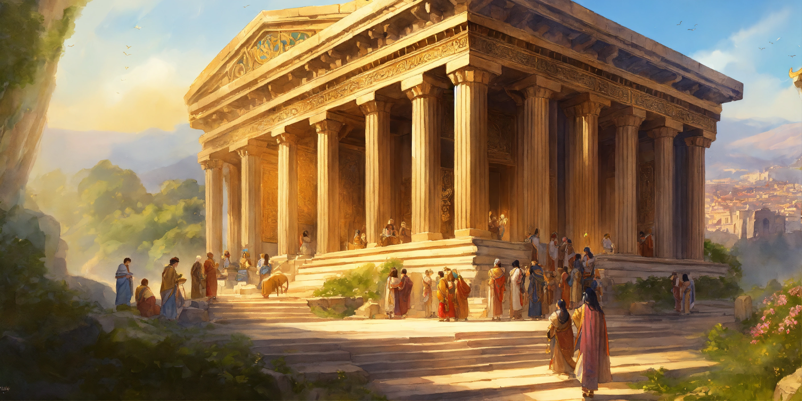 Lexica - In the ancient Greek city, high atop a serene hill, stands the ...