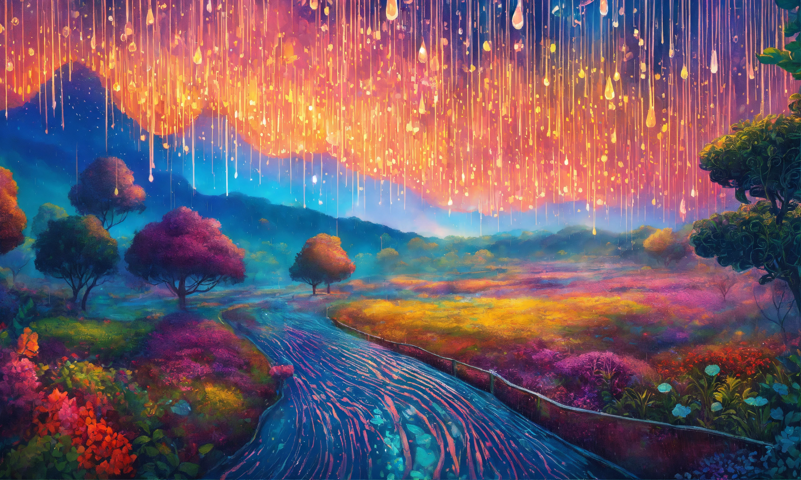 Lexica - An hyper detailed illustration of rain, which cast a calming ...