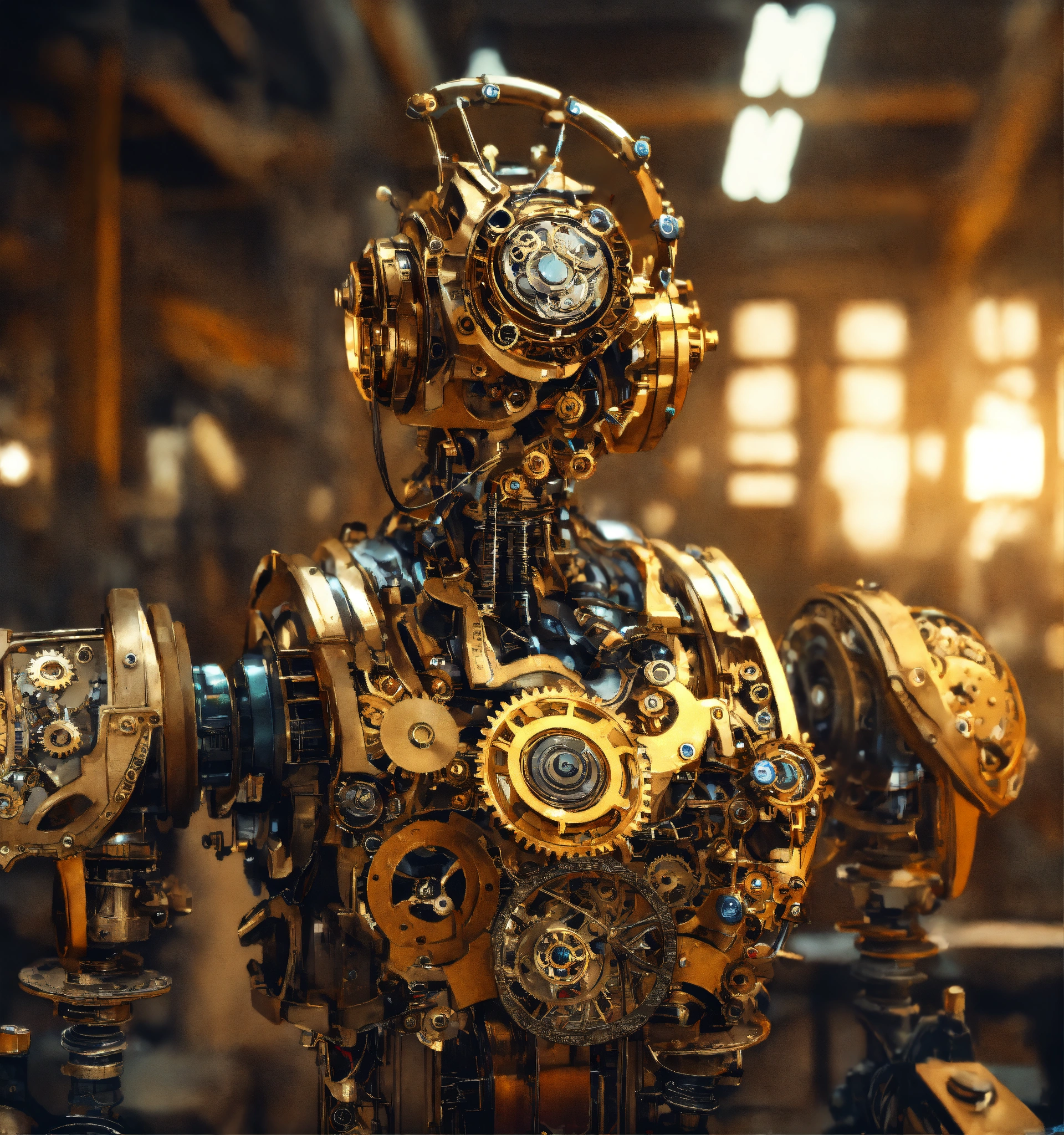 Lexica - Clockwork cyborg, front, 8k resolution, in a gears and cogs ...