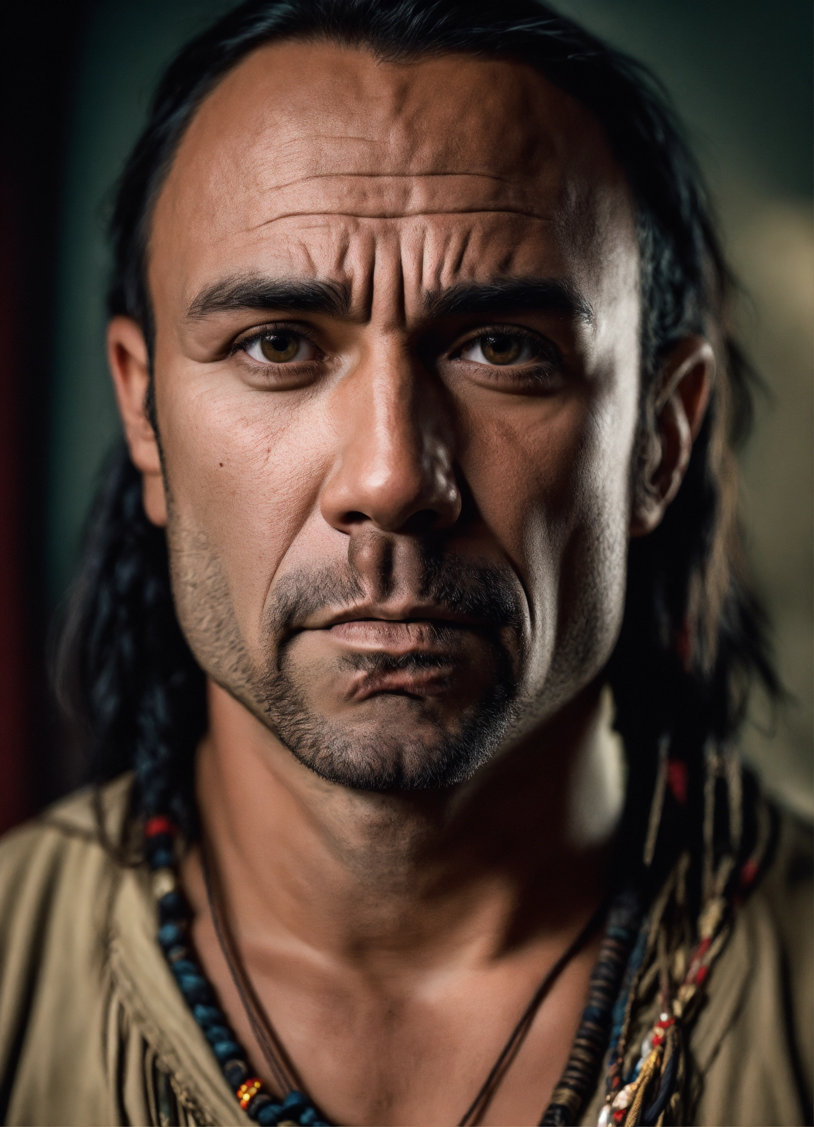 Lexica - Scared native american man, FRONT VIEW, casual clothes, arms ...