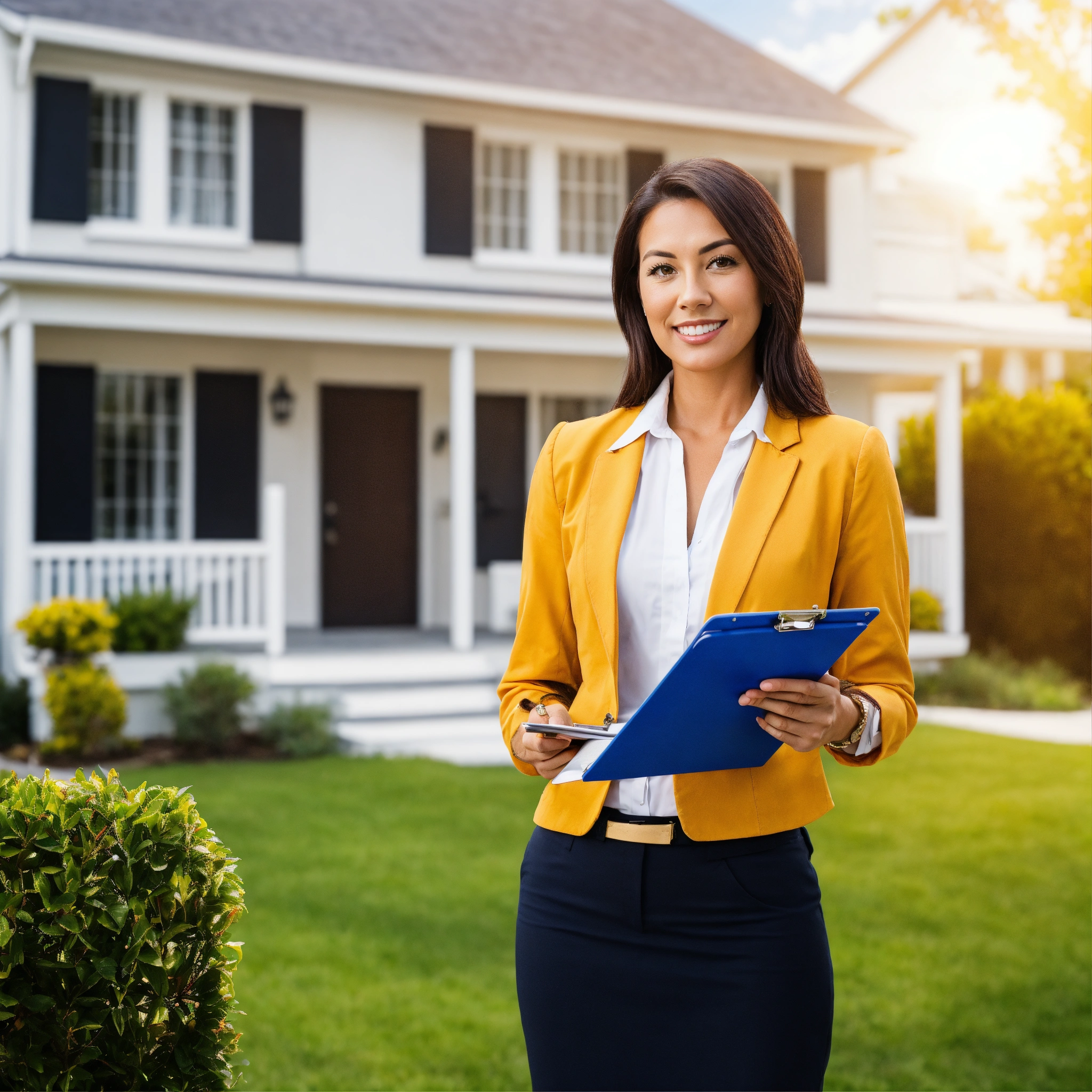Lexica - Successful real estate agent standing in front of a house ...