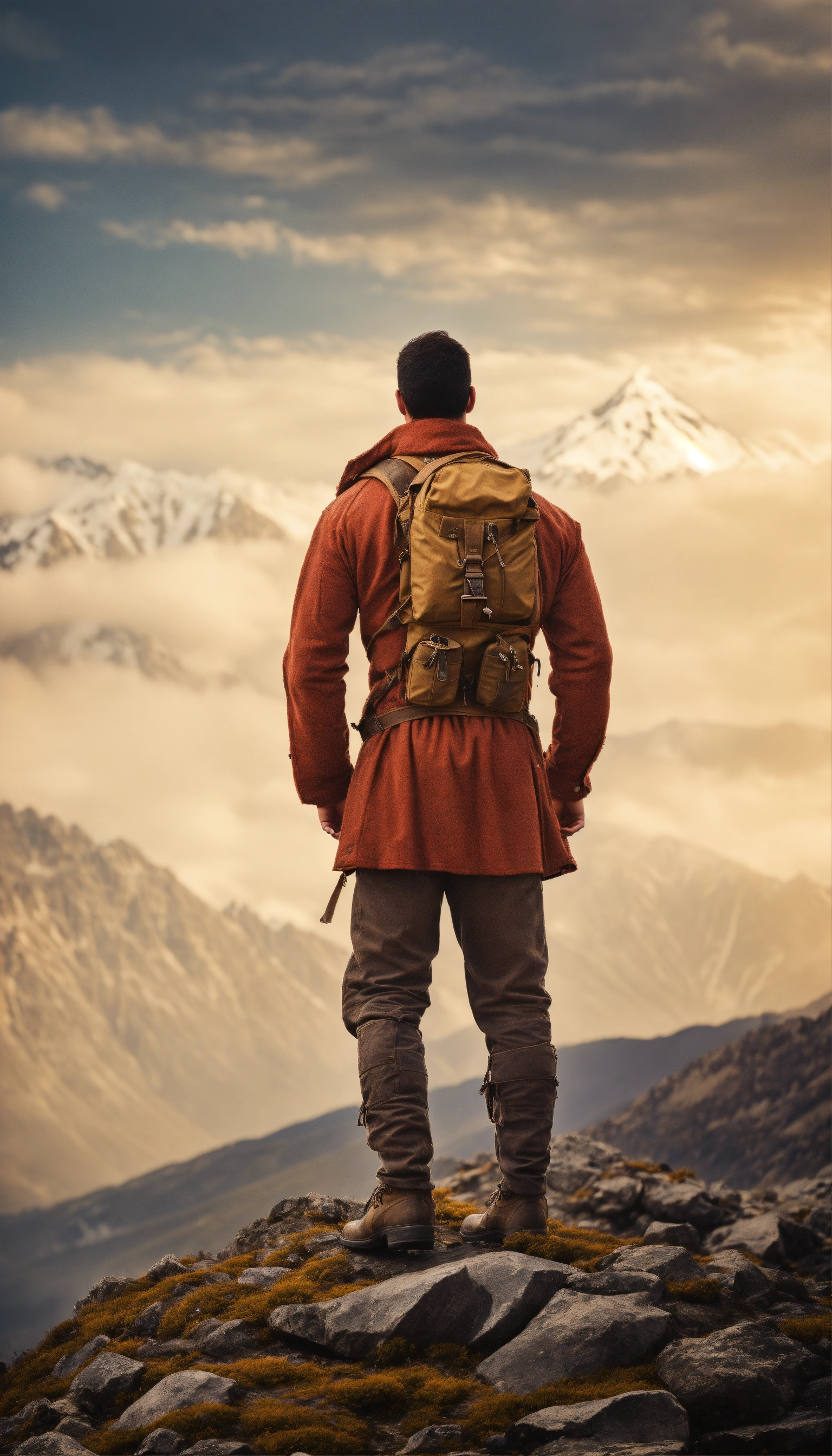 Lexica - Design a compelling image, rugged and strong man from behind ...