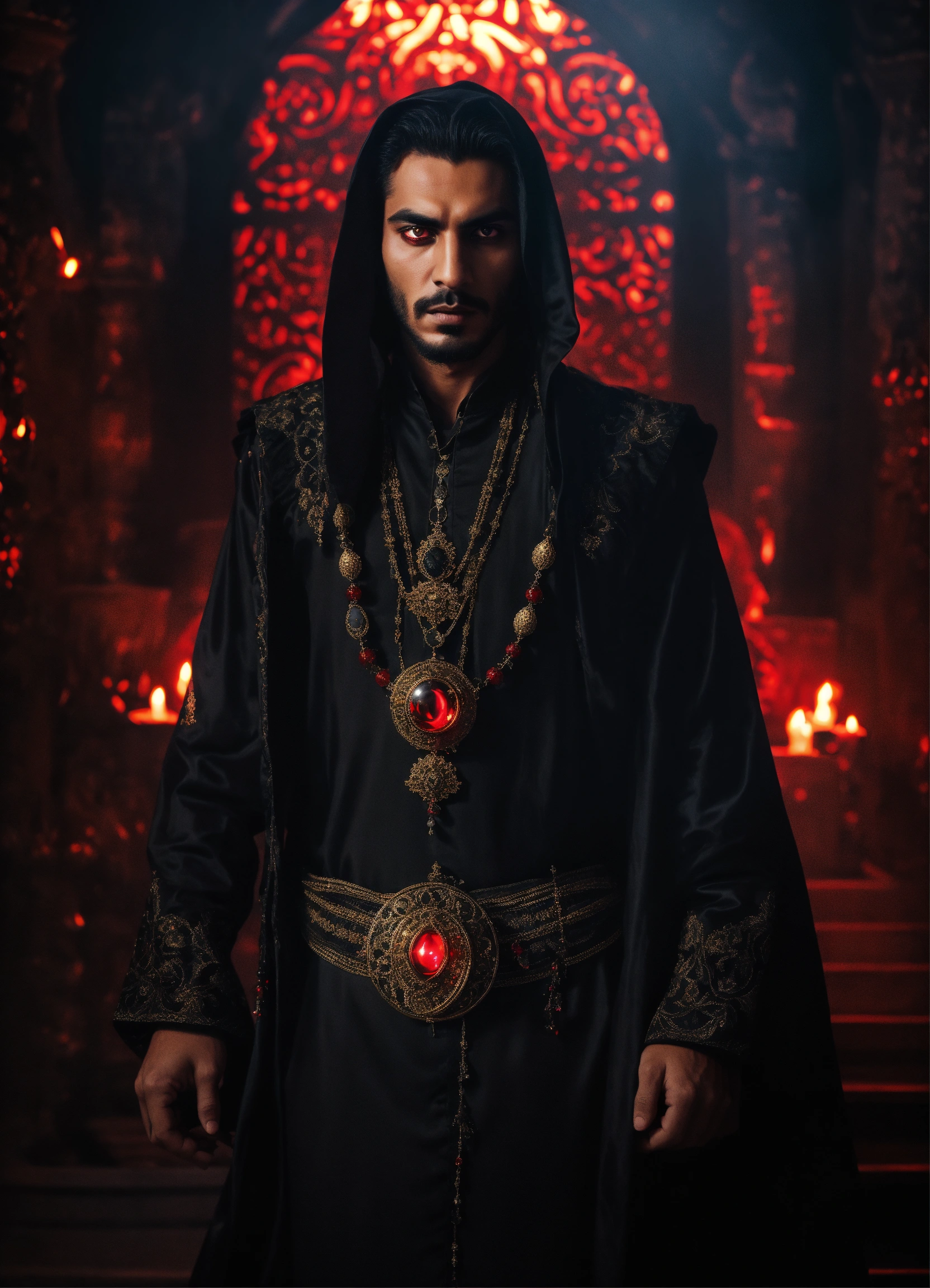 Lexica - Sinister and dramatic headshot of a young handsome Arabic evil ...