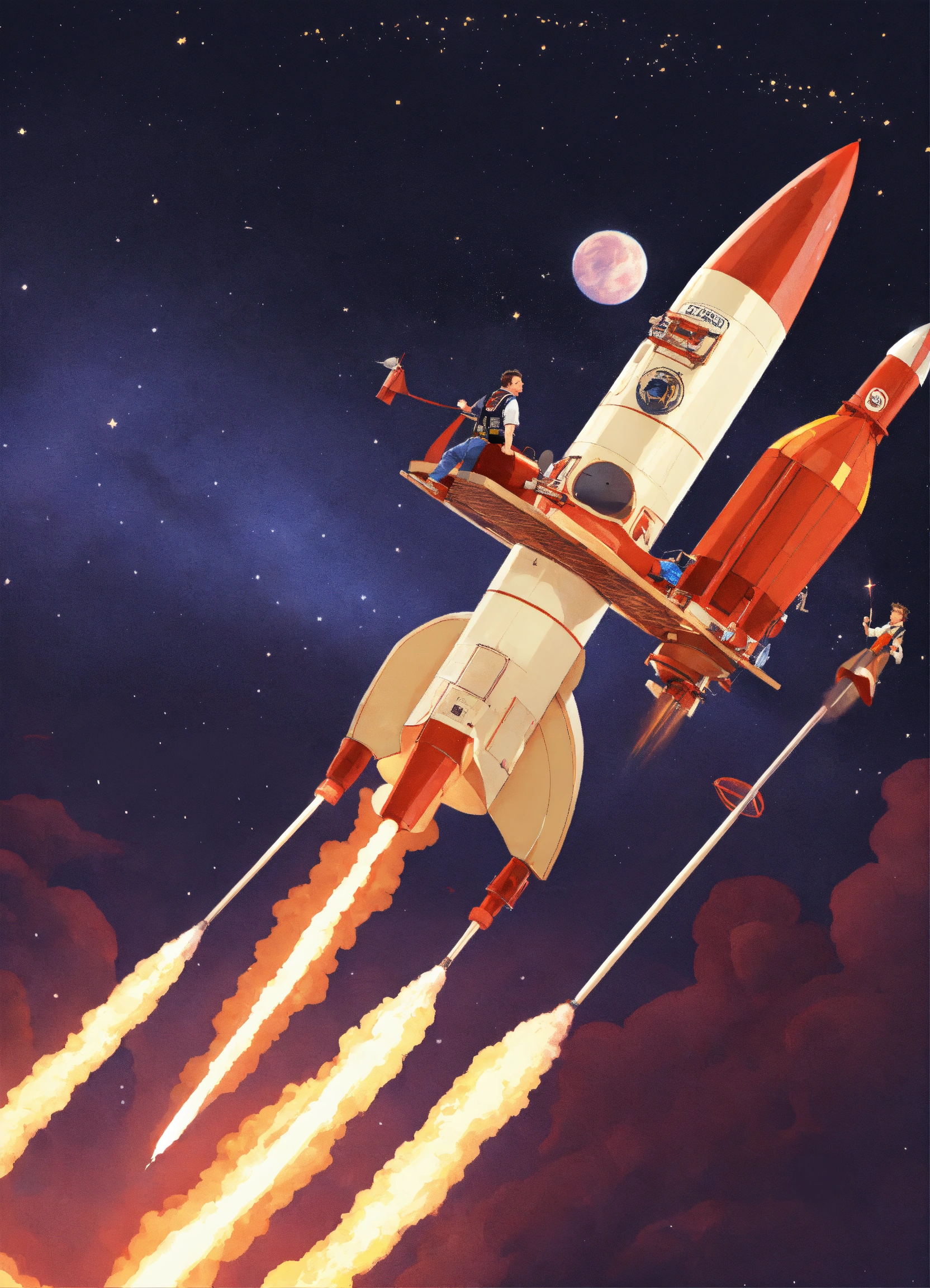 Lexica - A man riding a rocket