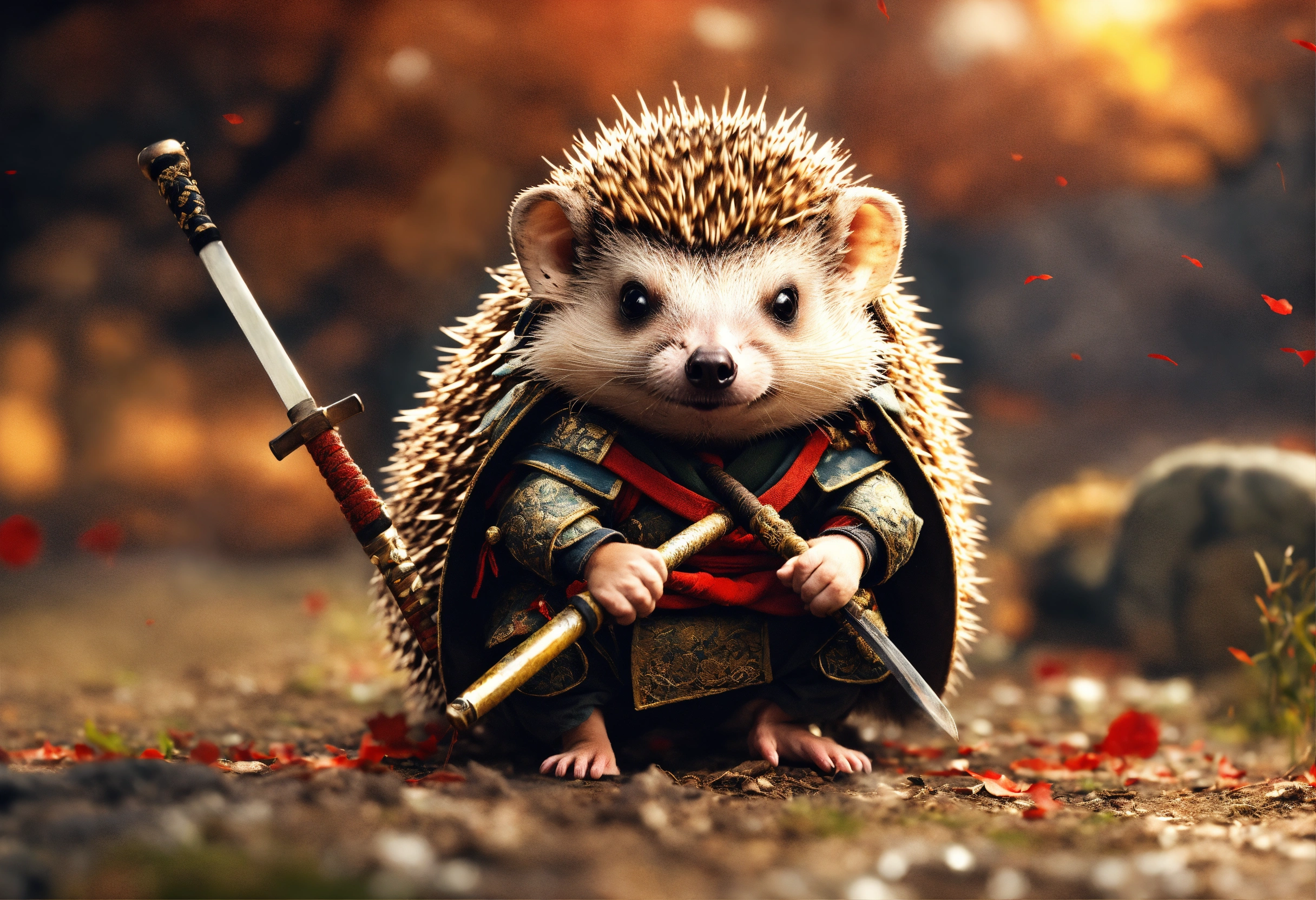 Lexica - Hedgehog samurai. Battlefield. Hyper realistic.