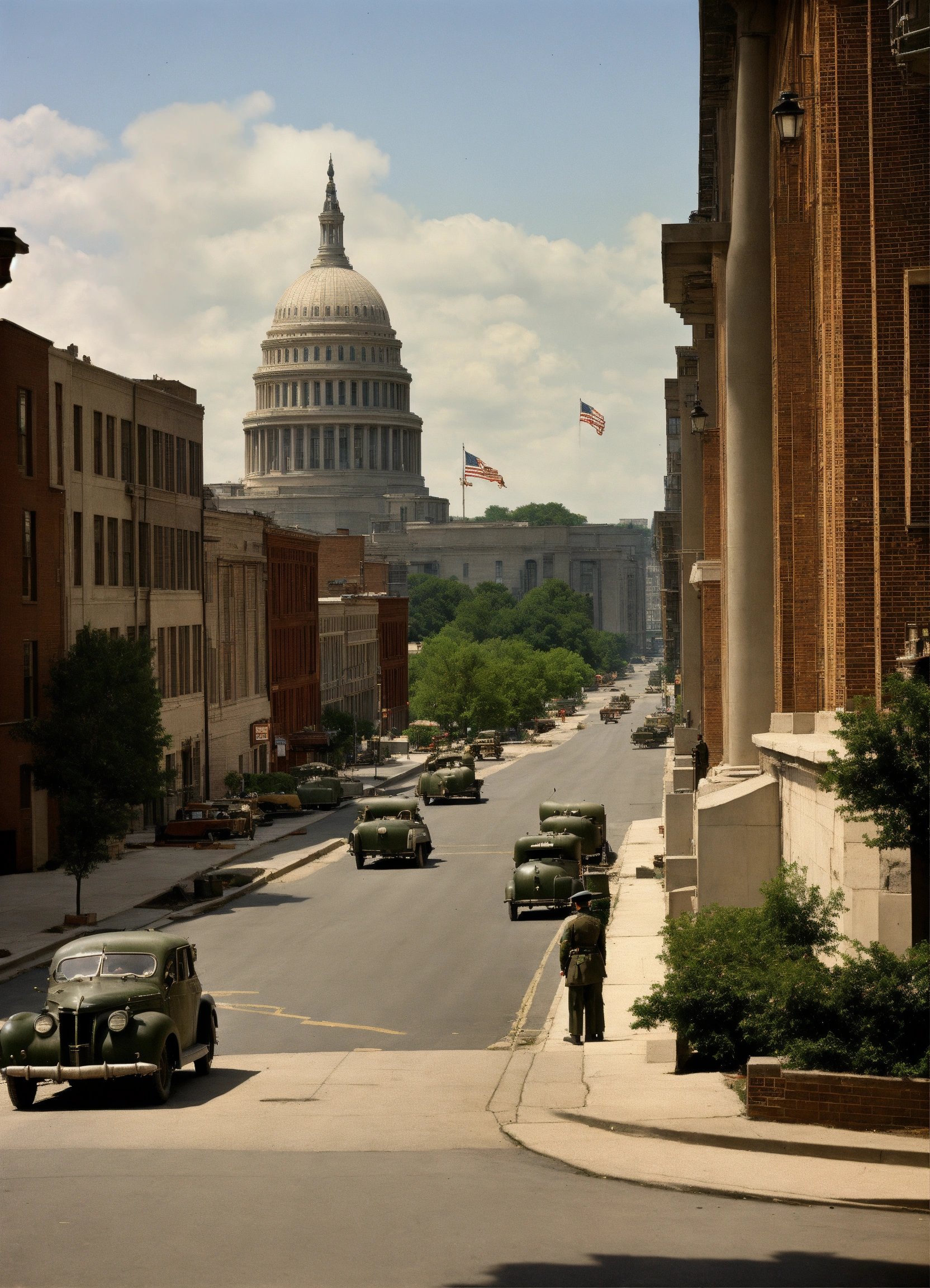 Lexica - Washington dc street view 4x realistic shot, 1940s World War ...