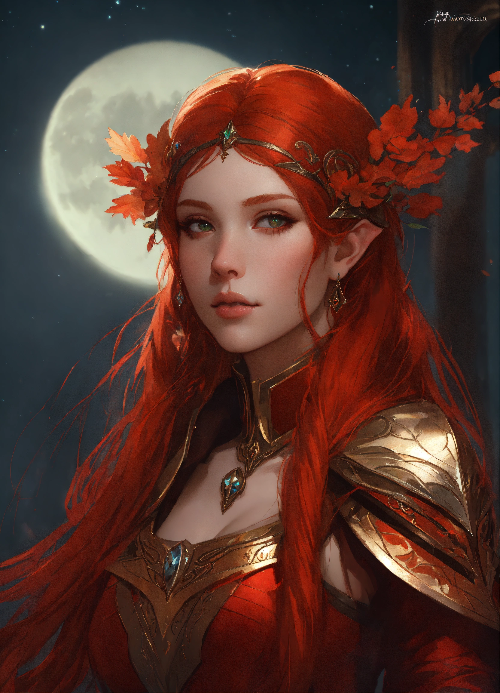 Lexica - Beautiful, red hair, elven princess, long hair, mysterious ...