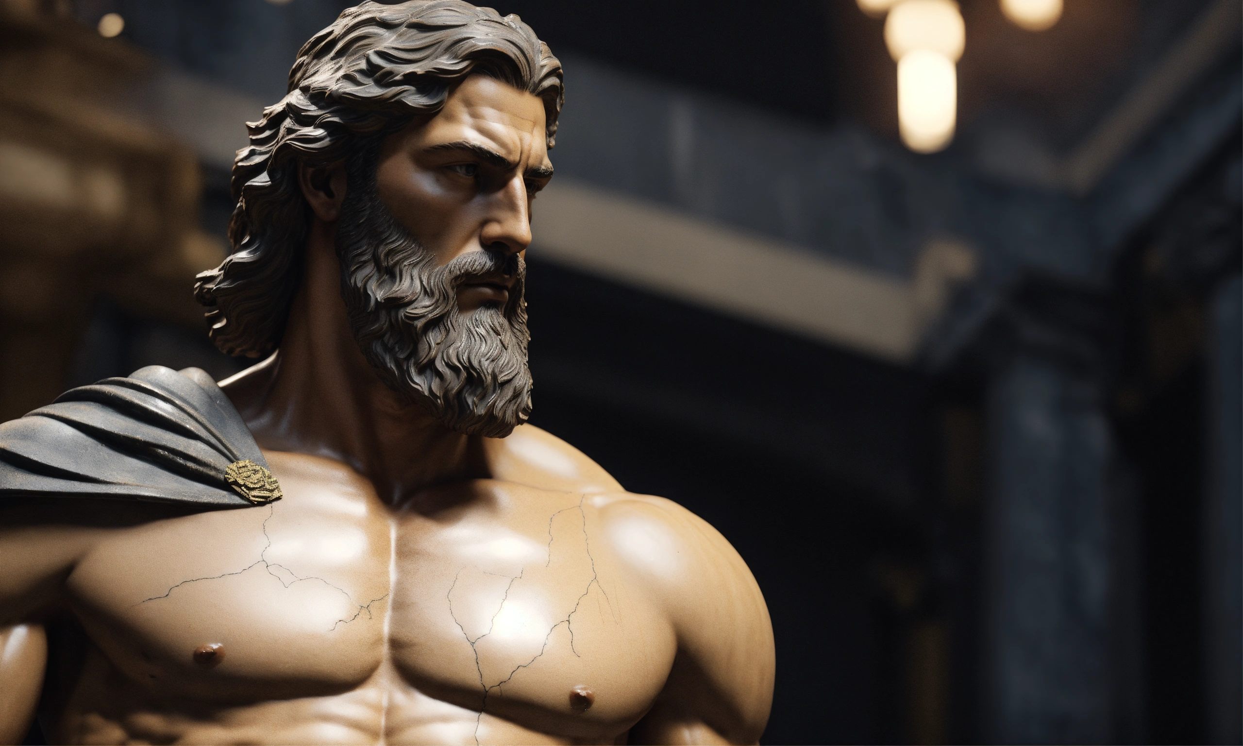 Lexica - A muscular statue of a strong Greek man with beard and scars ...