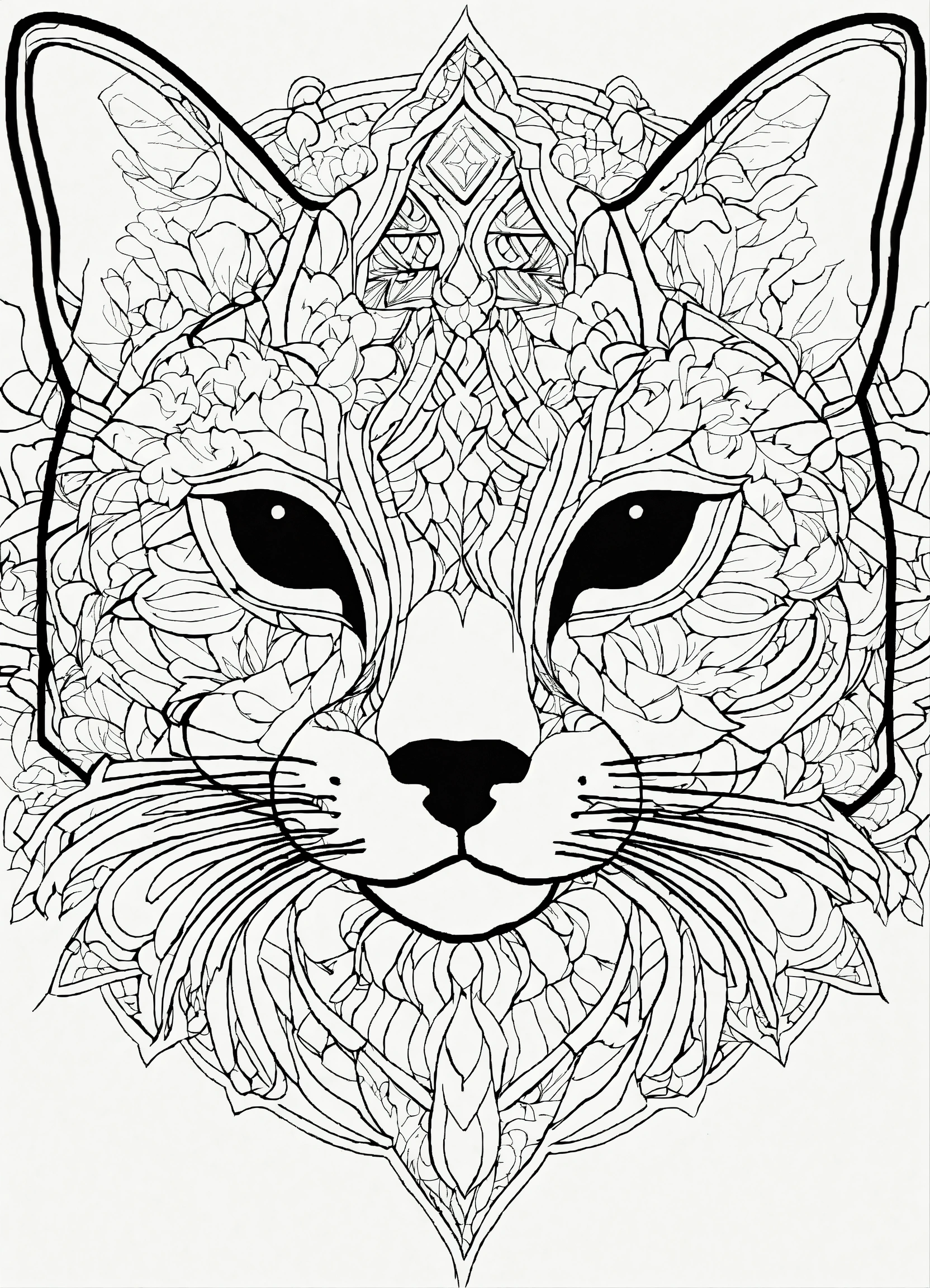 Lexica - Coloring page for adults, bold lines, dark lines, mandala ...